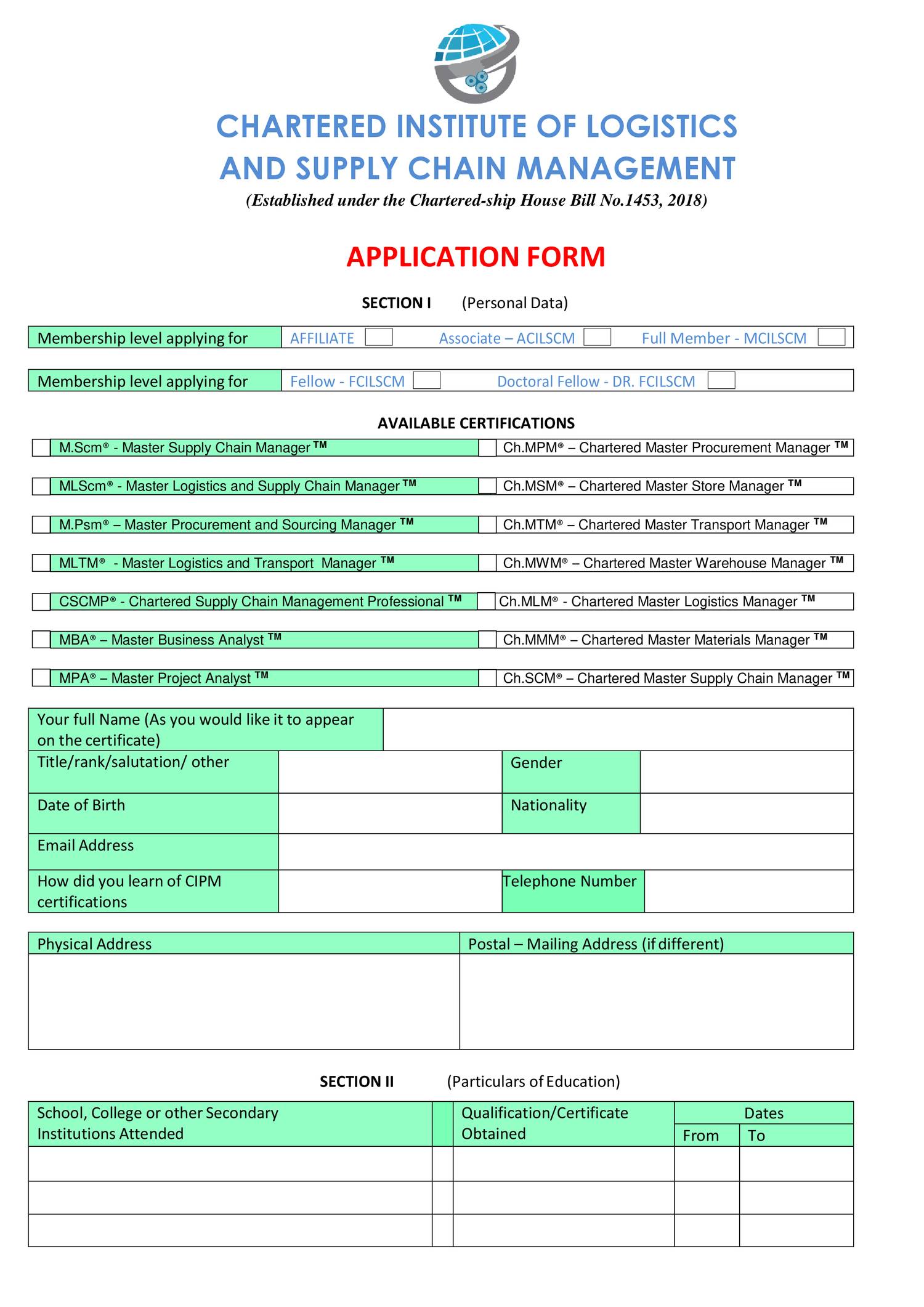 Cilscm Application Form2 Pdf Docdroid