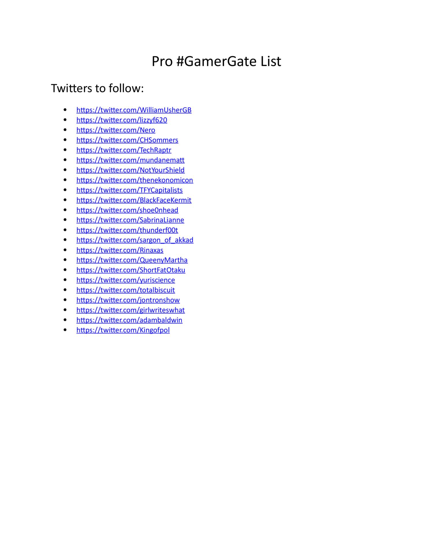 Pro #Gamergate list.docx | DocDroid