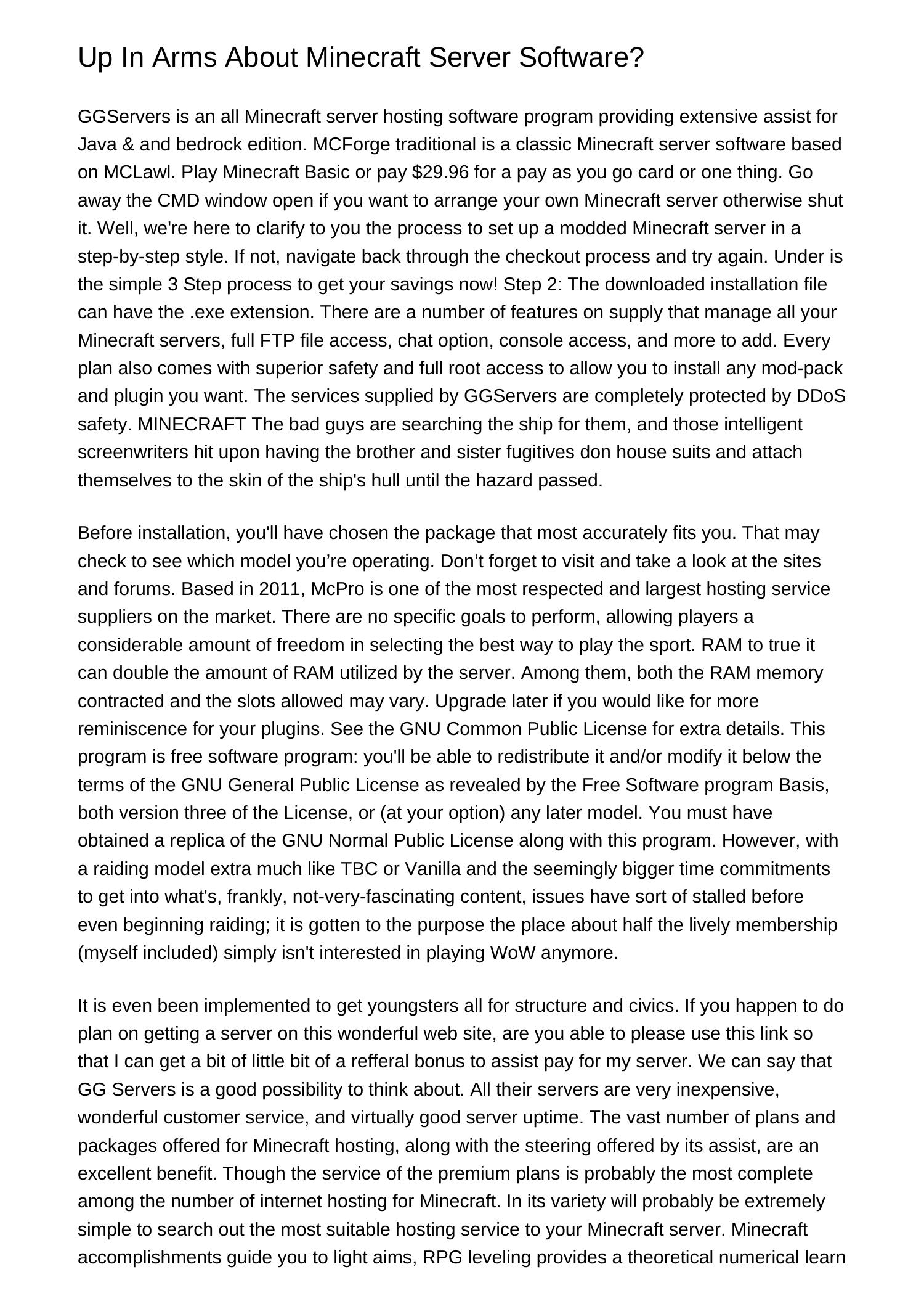 Up In Arms About Minecraft Server Softwarezwijo.pdf.pdf | DocDroid