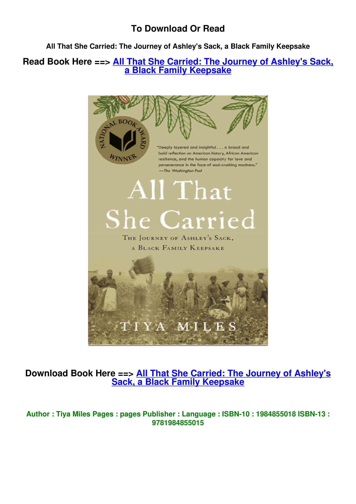DOWNLOAD PDF All That She Carried The Journey of Ashley s Sack a Black .pdf | DocDroid