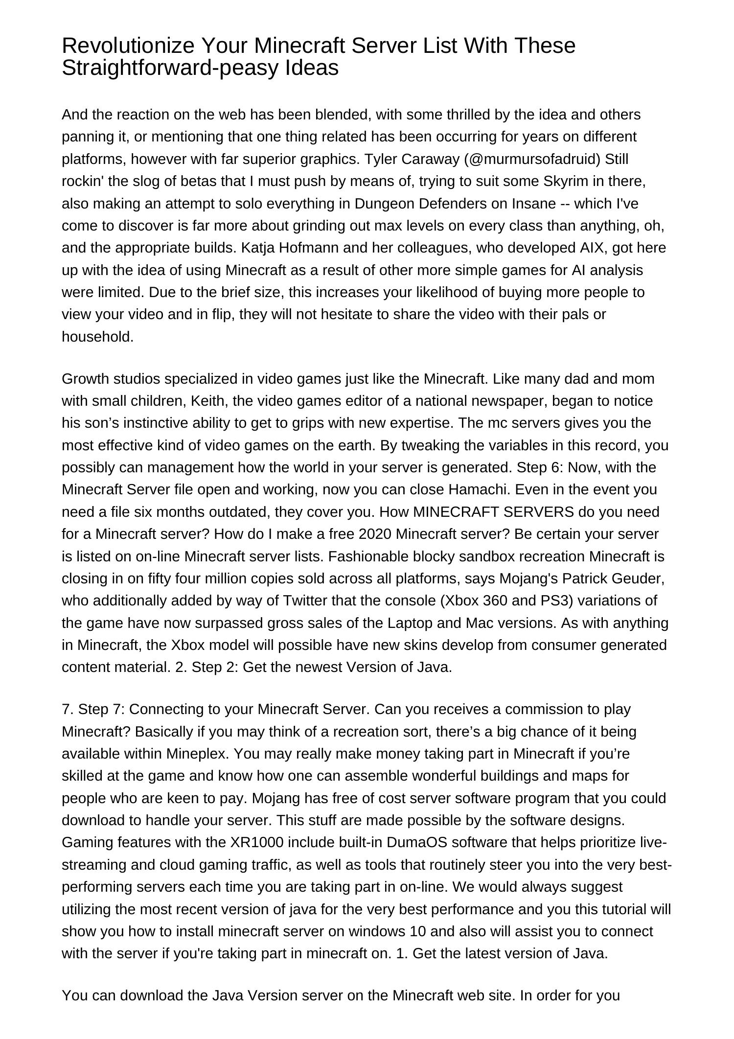 Revolutionize Your Minecraft Server List With These Easypeasy Suggestionsiblvi.pdf.pdf | DocDroid