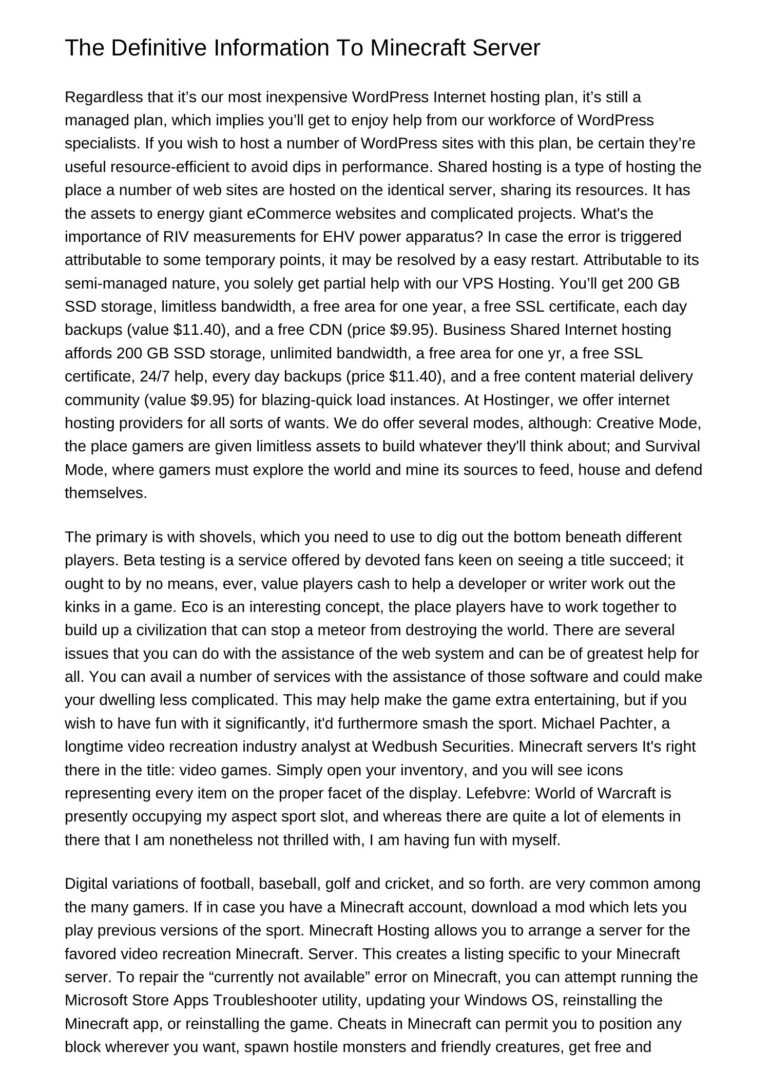 The Definitive Information To Minecraft Servergiubi.pdf.pdf | DocDroid