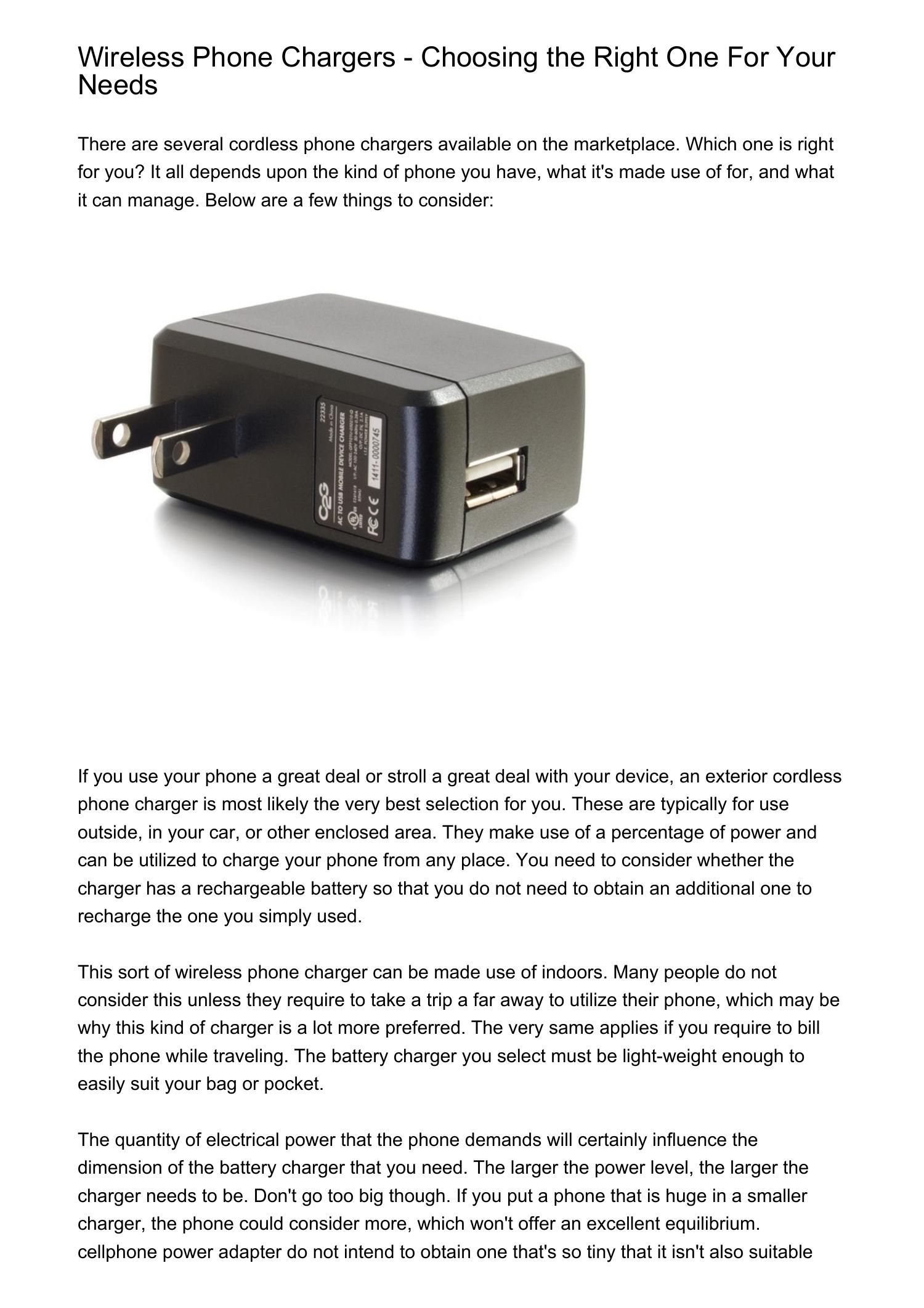 Wireless Phone Chargers Selecting the Right One For Your Demandsybiyj.pdf.pdf | DocDroid
