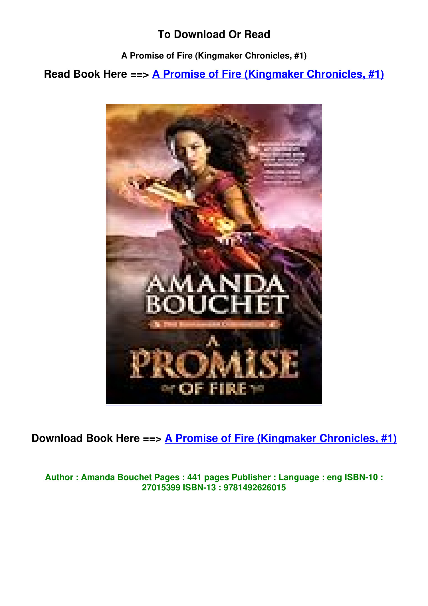 Download pdf A Promise of Fire Kingmaker Chronicles 1 By Amanda Bouchet.pdf | DocDroid