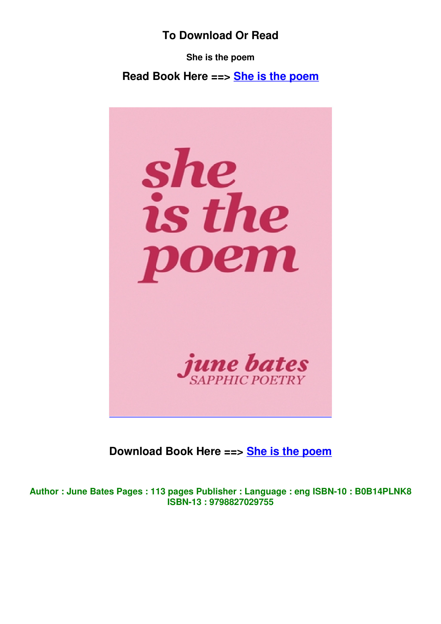 DOWNLOAD EPUB She is the poem BY June Bates.pdf | DocDroid