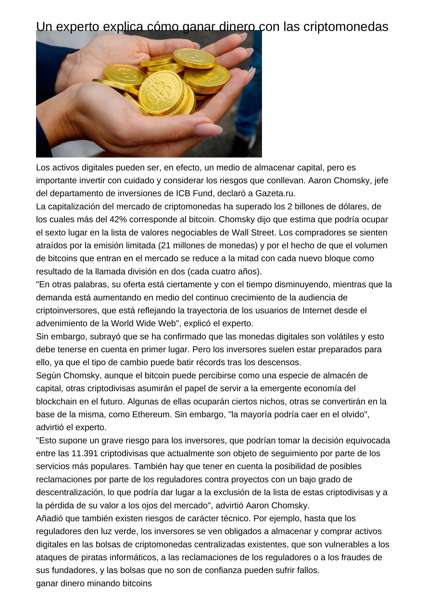 Un experto explica cómo ganar dinero con las criptomonedas nbjik.pdf ...