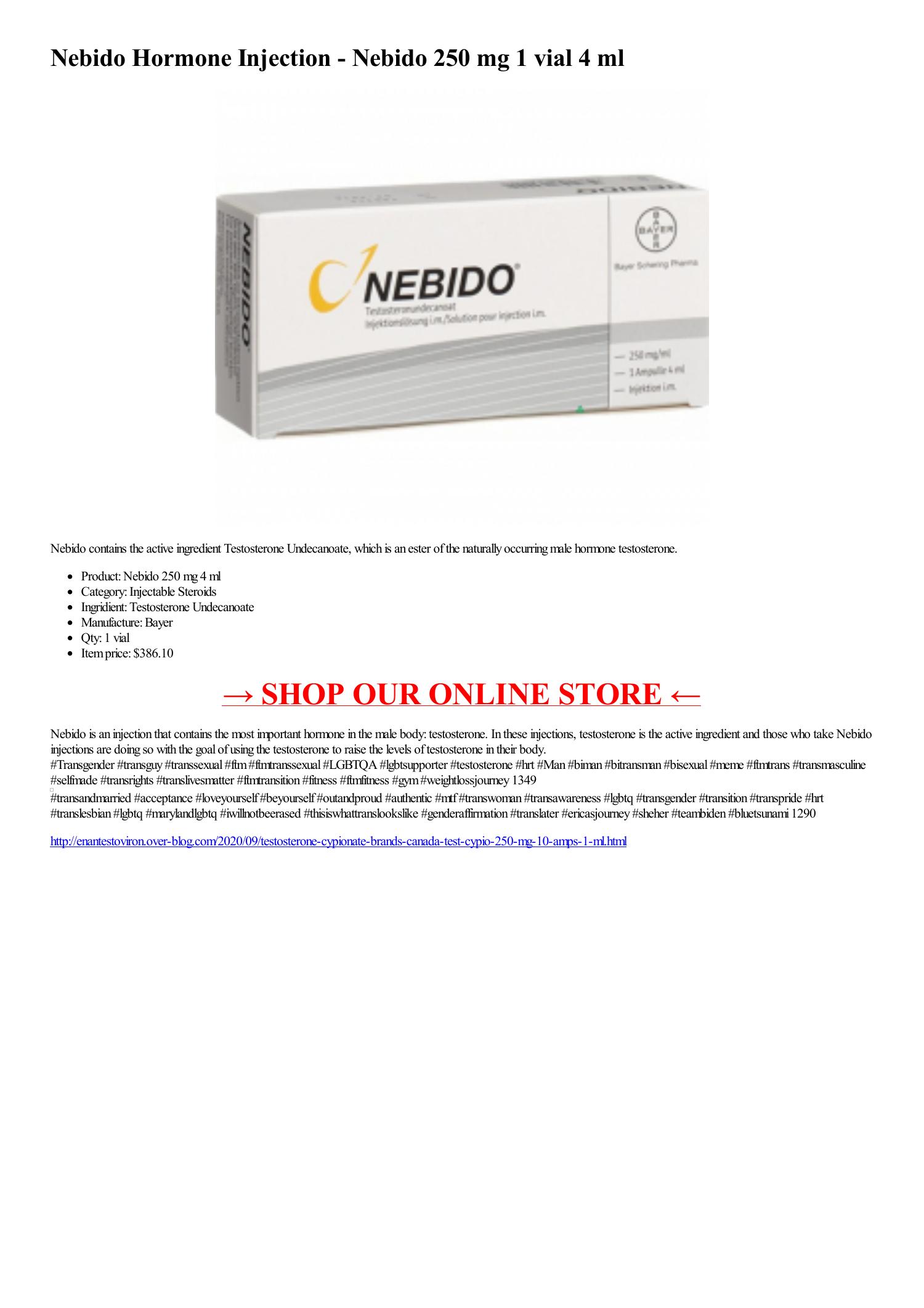 Nebido Hormone Injection Nebido 250 mg 1 vial 4 ml-html.pdf | DocDroid