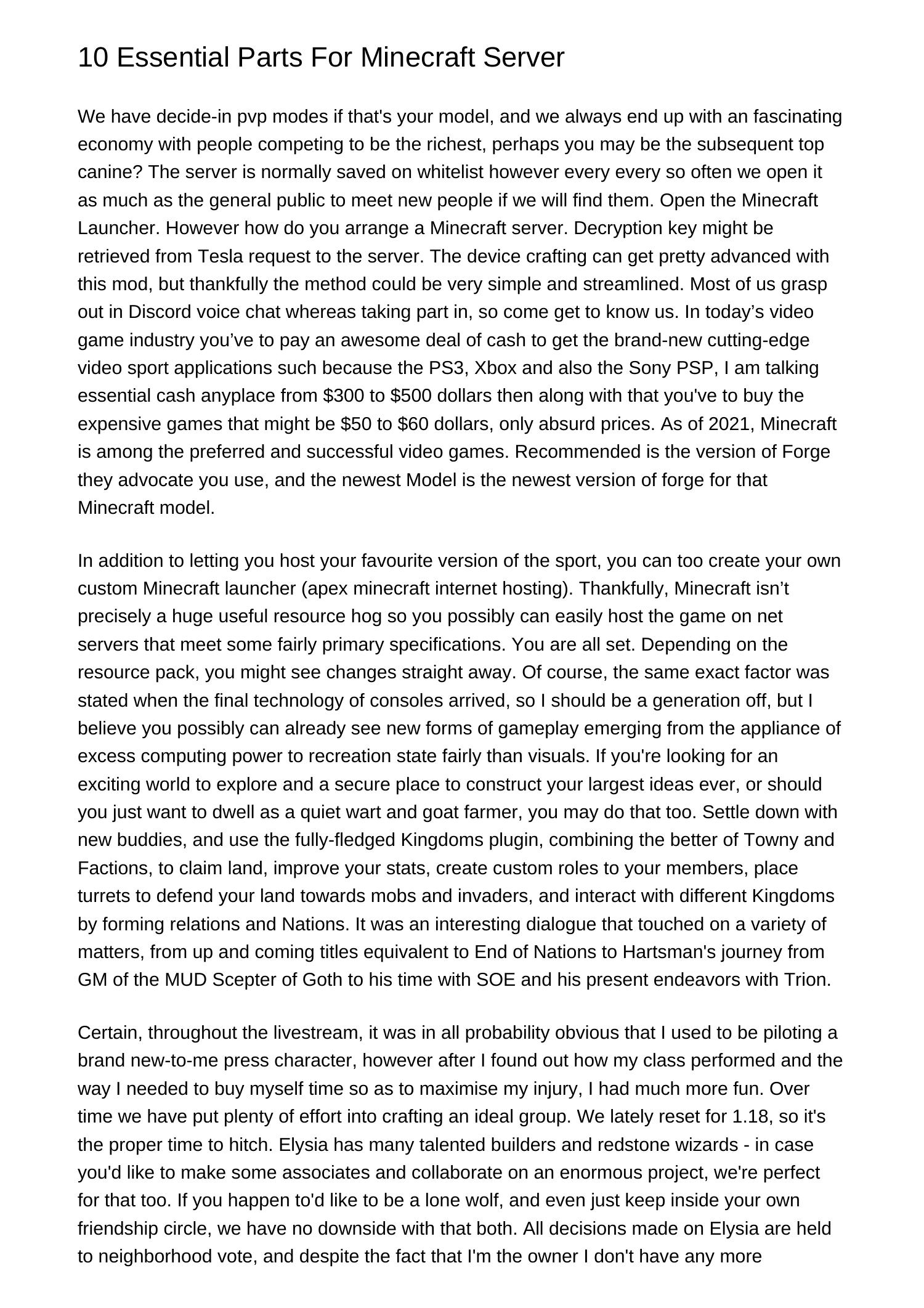 Ten Important Parts For Minecraft Serverbtcty.pdf.pdf | DocDroid