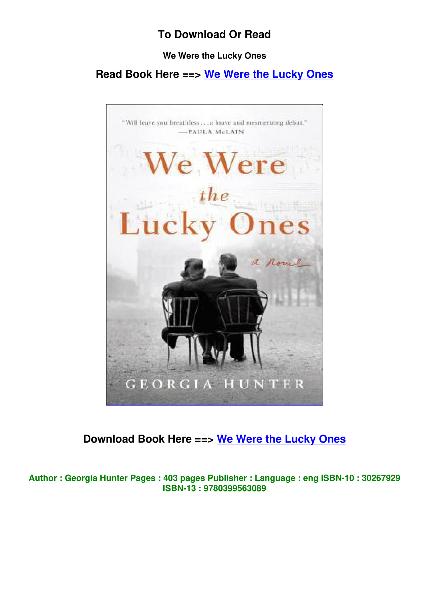 Download pdf We Were the Lucky Ones BY Georgia Hunter.pdf | DocDroid