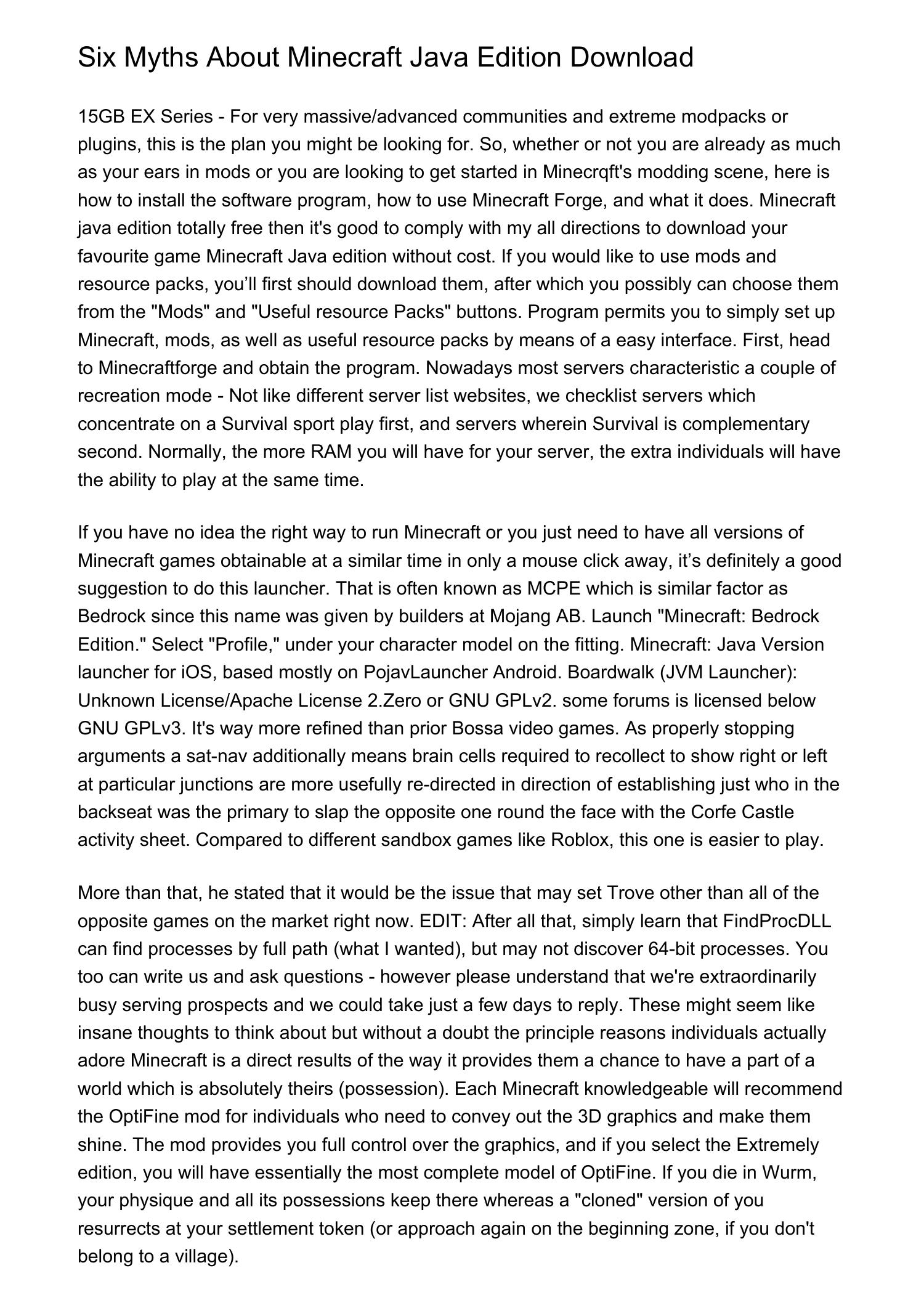 Nine Myths About Minecraft Java Edition Downloadwsntb.pdf.pdf | DocDroid