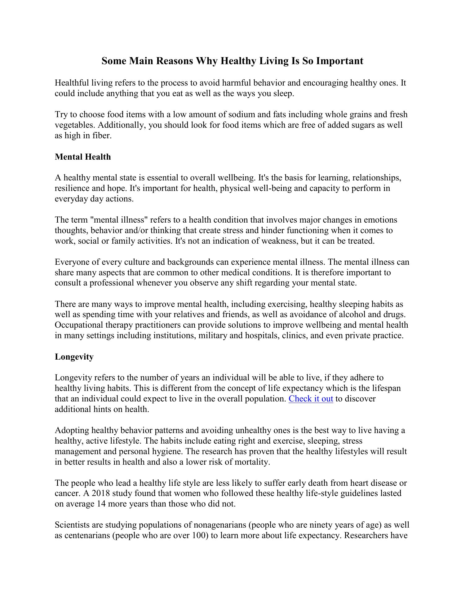 Some Main Reasons Why Healthy Living Is So Important.pdf | DocDroid