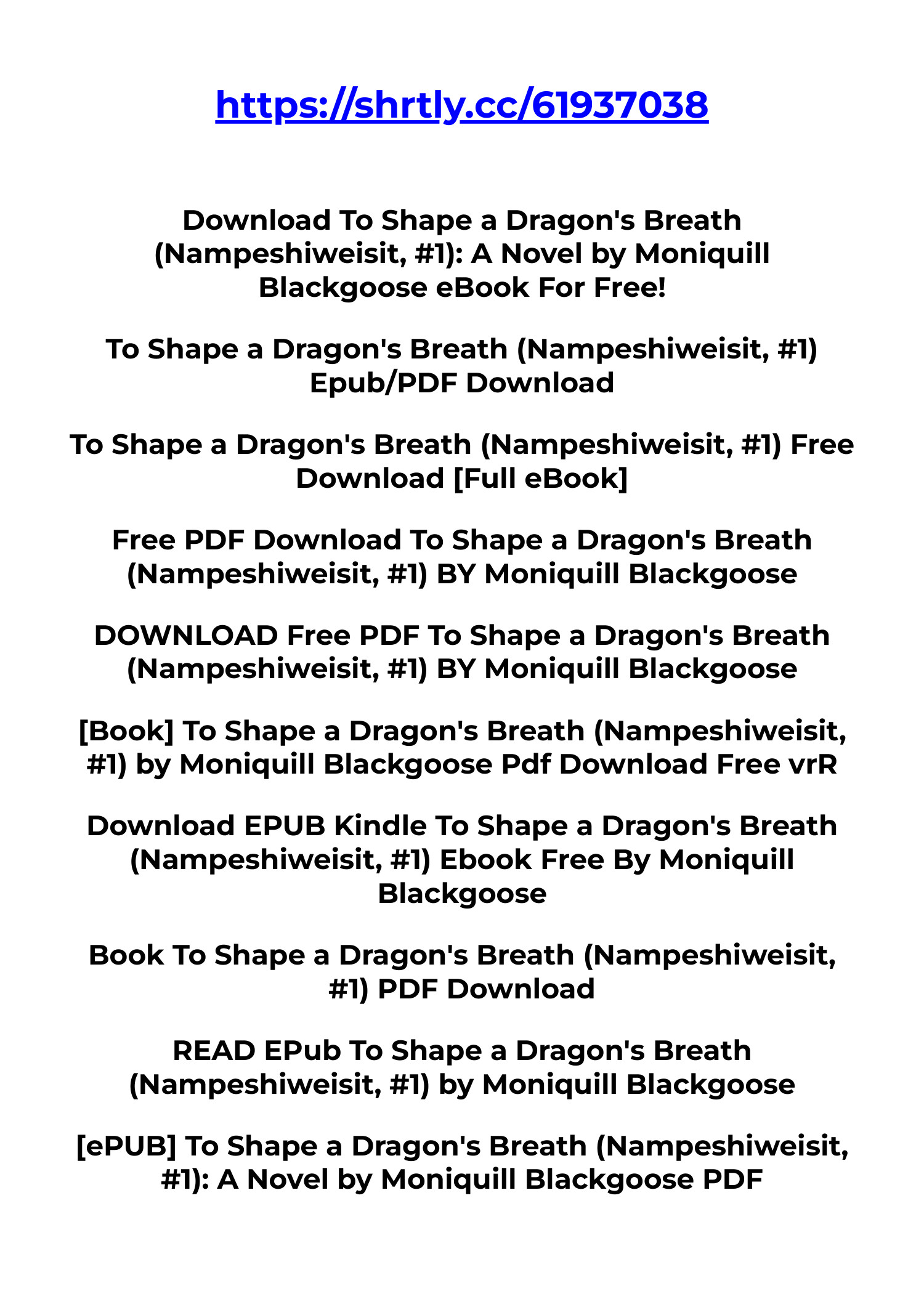 Download PDF To Shape a Dragon's Breath (Nampeshiweisit, #1) Ebook Free By Moniquill Blackgoose ...