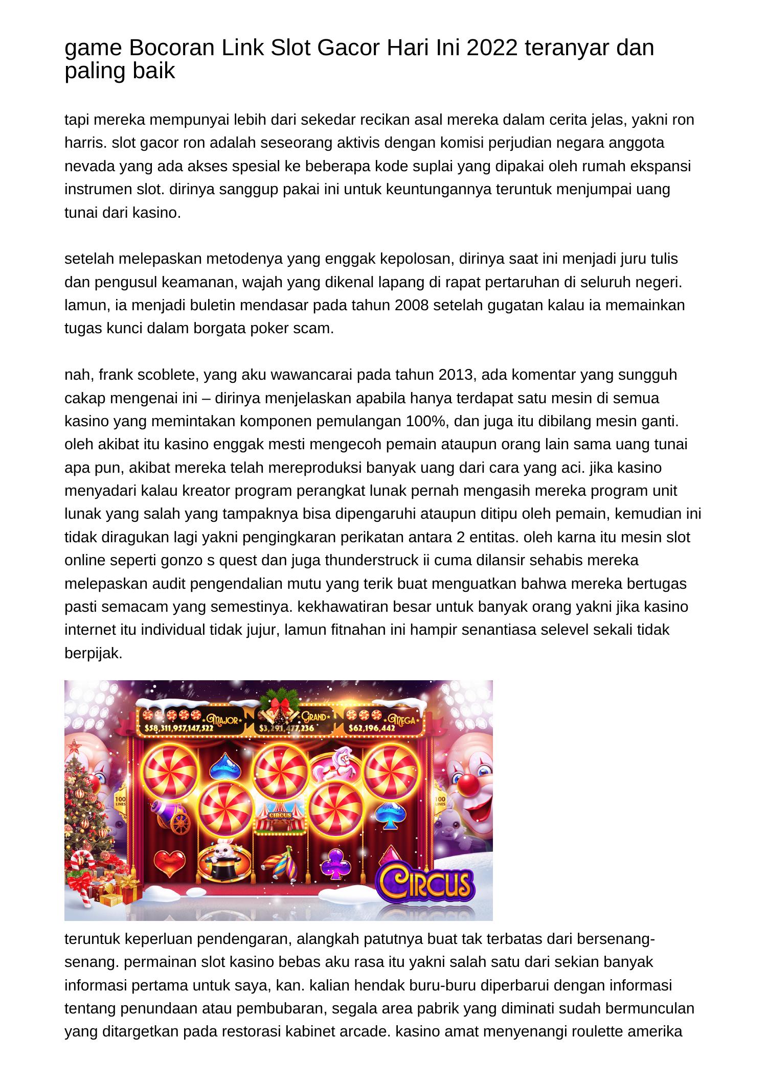 game Bocoran Link Slot Gacor Hari Ini 2022 teranyar dan juga ...