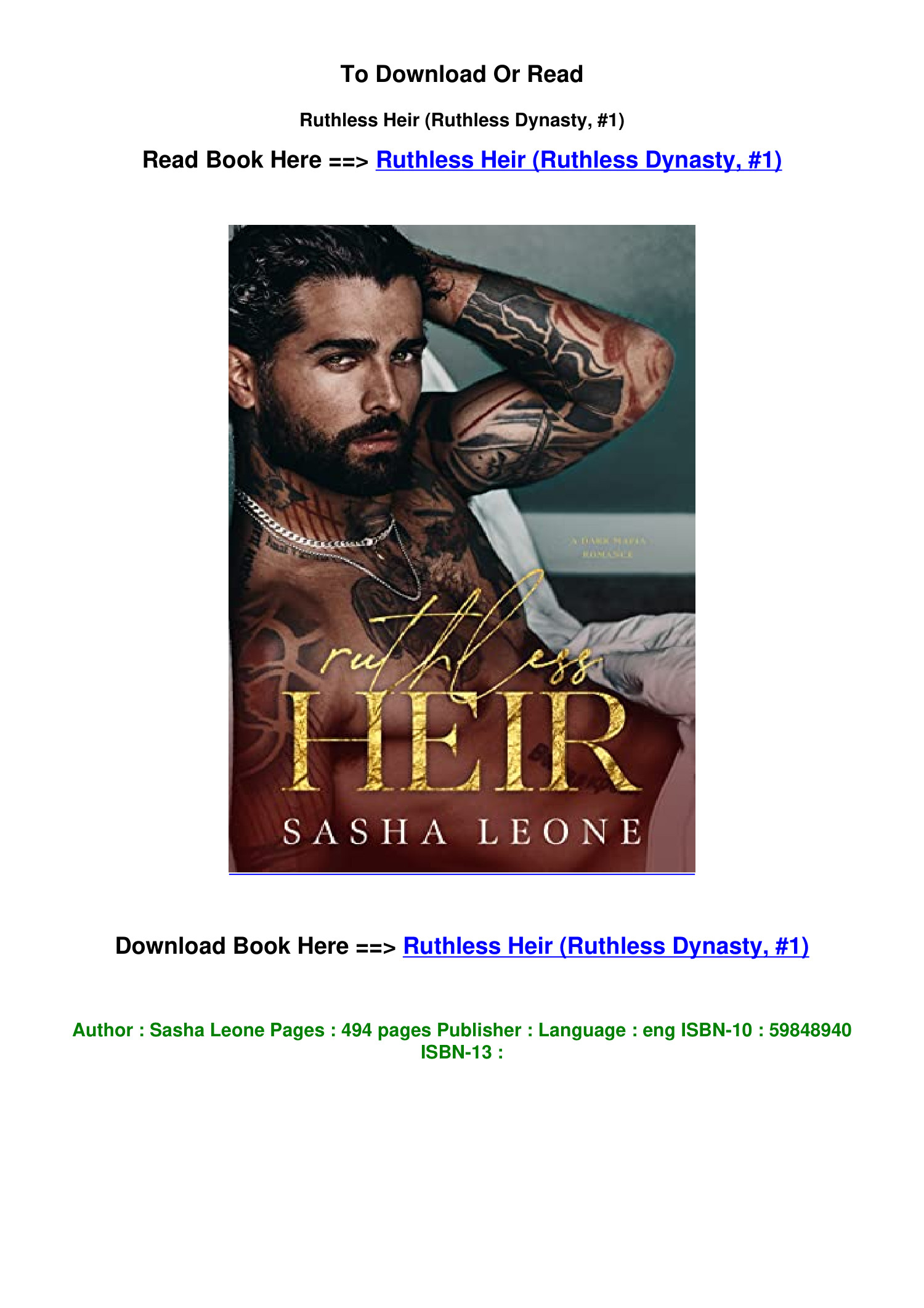 Ruthless Heir Sasha Leone Pdf