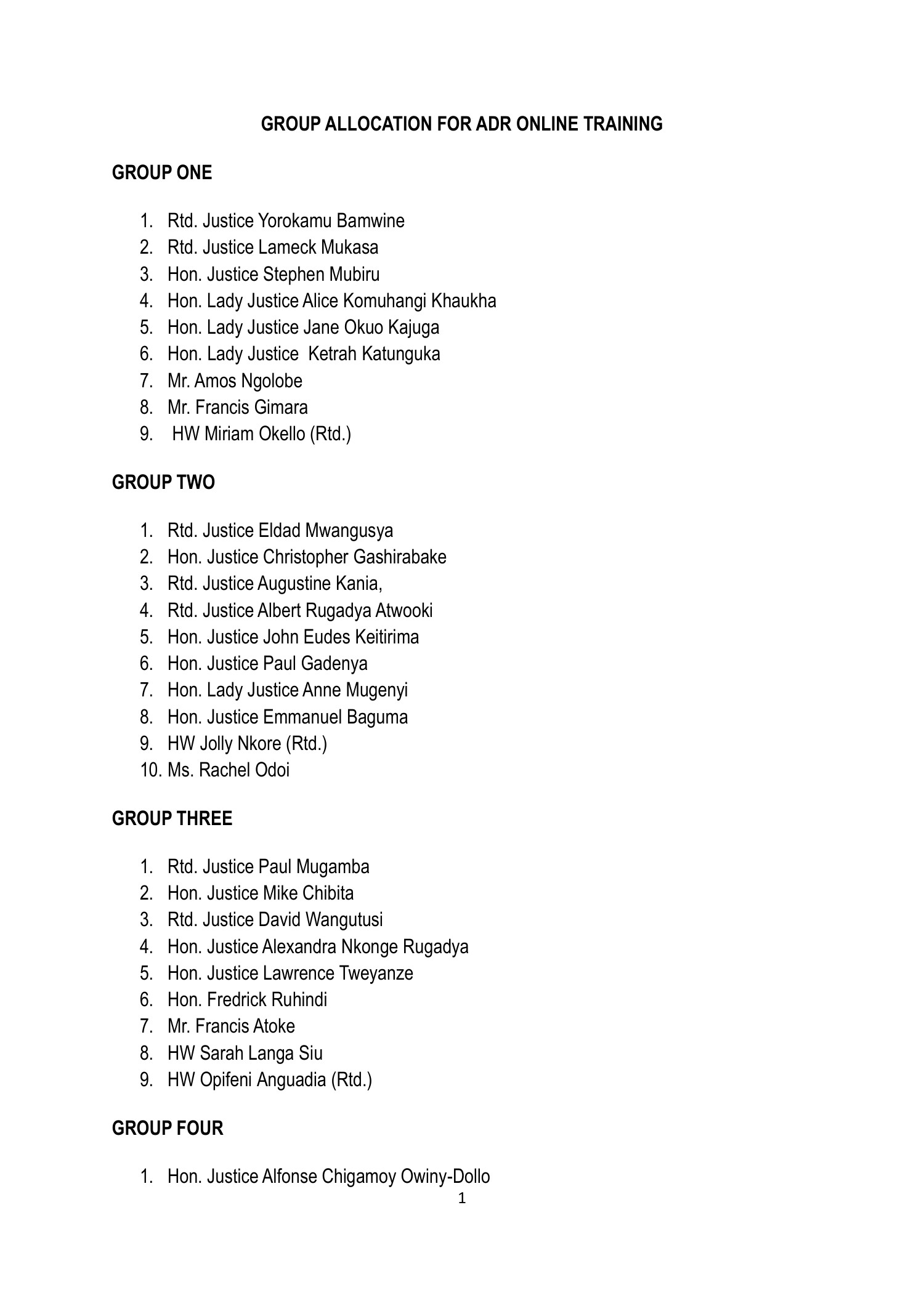 GROUP ALLOCATION FOR ADR TRAINING.docx | DocDroid
