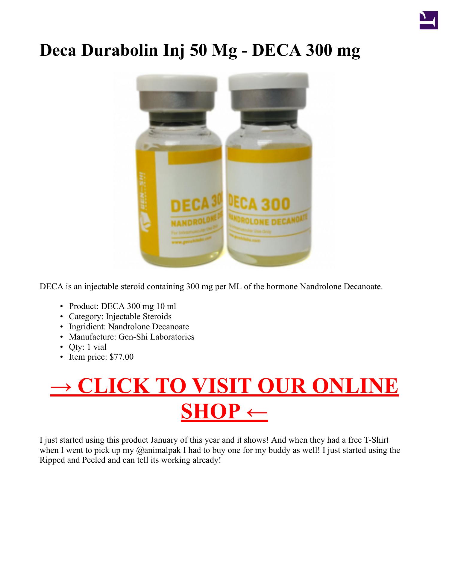 Deca Durabolin Inj 50 Mg - DECA 300 mg 1 vial 10 ml.pdf | DocDroid