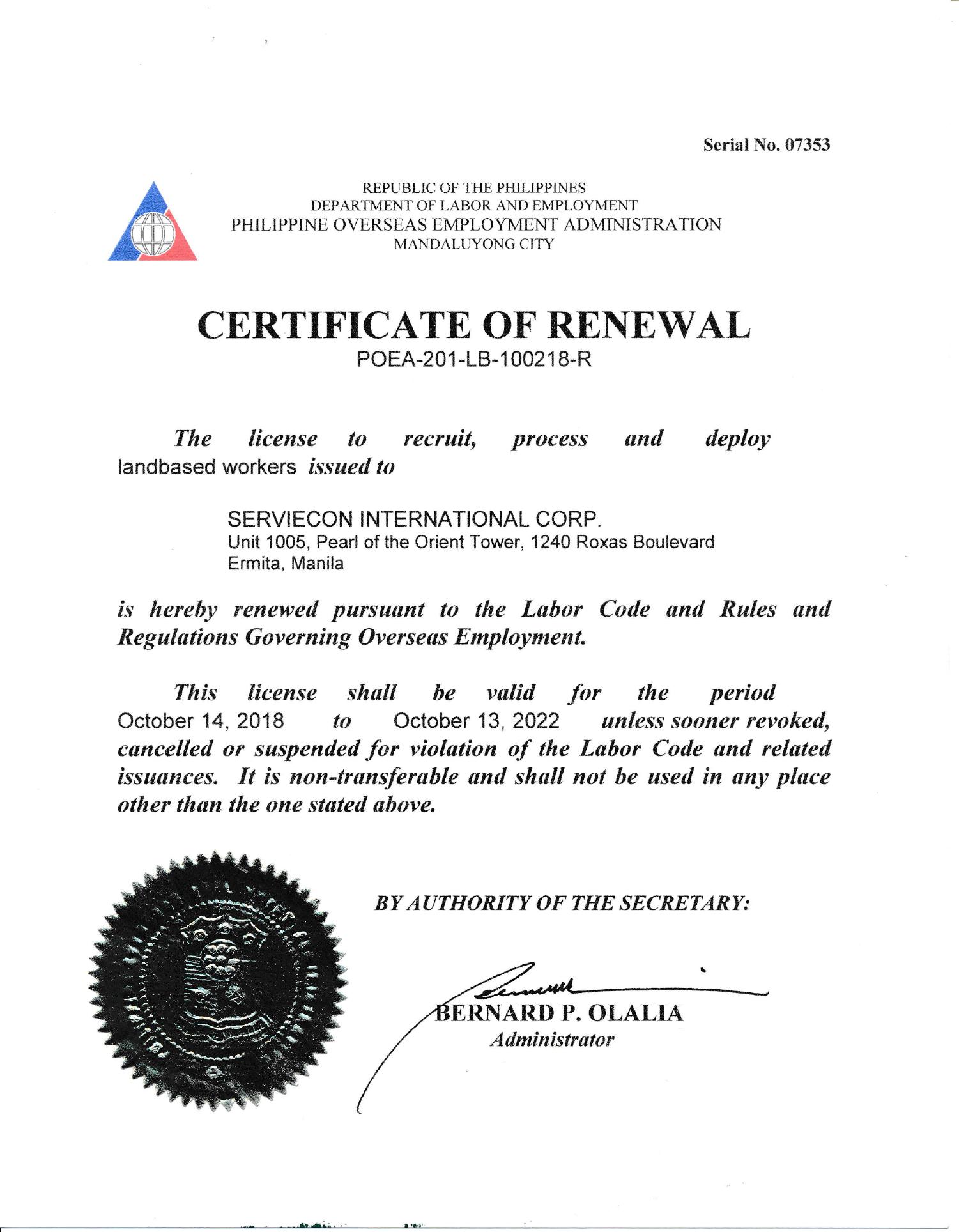 SERVIECON VALID POEA LICENSE.pdf | DocDroid