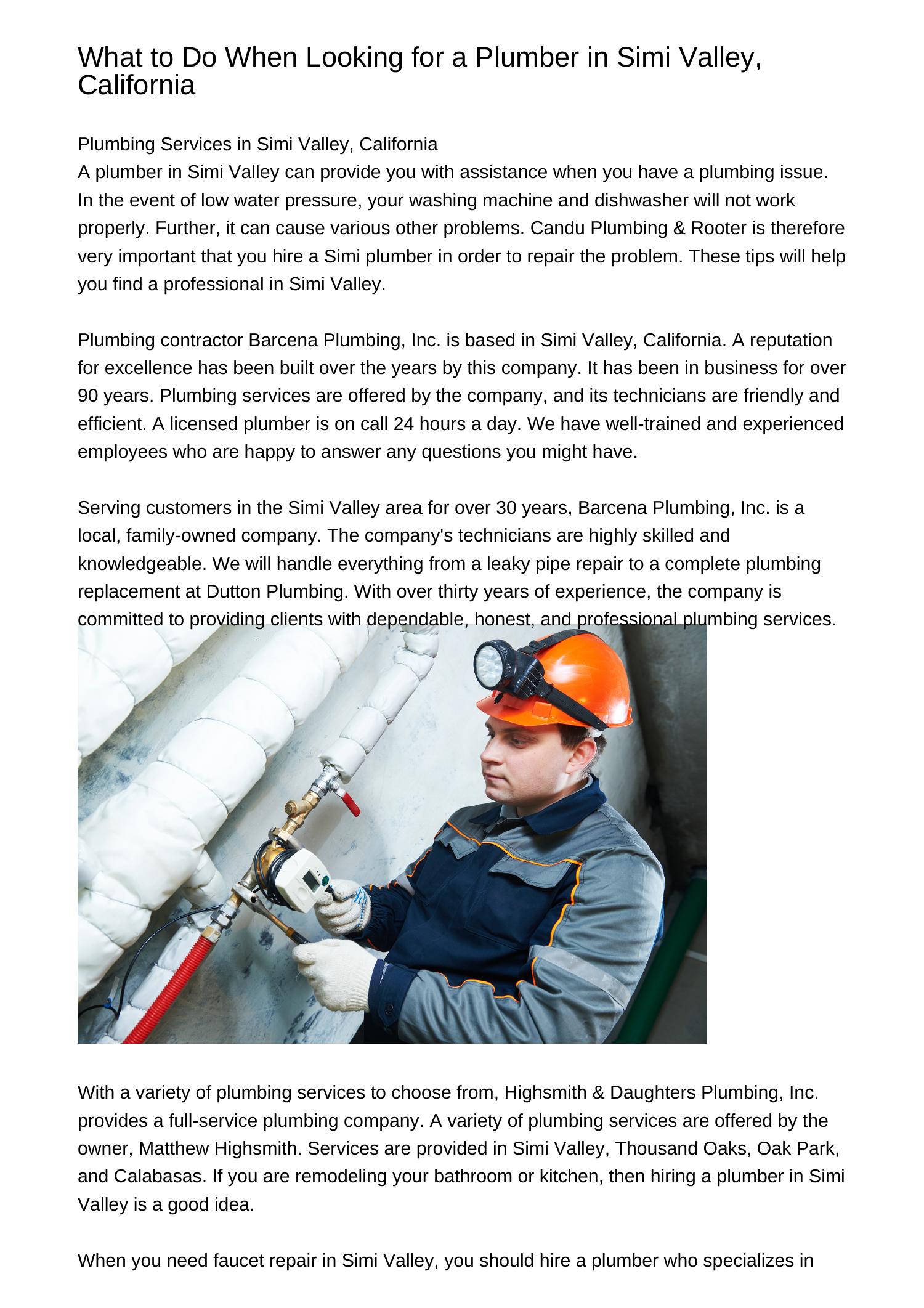 Finding a Plumber in Simi Valley Californiaxvruw.pdf.pdf | DocDroid