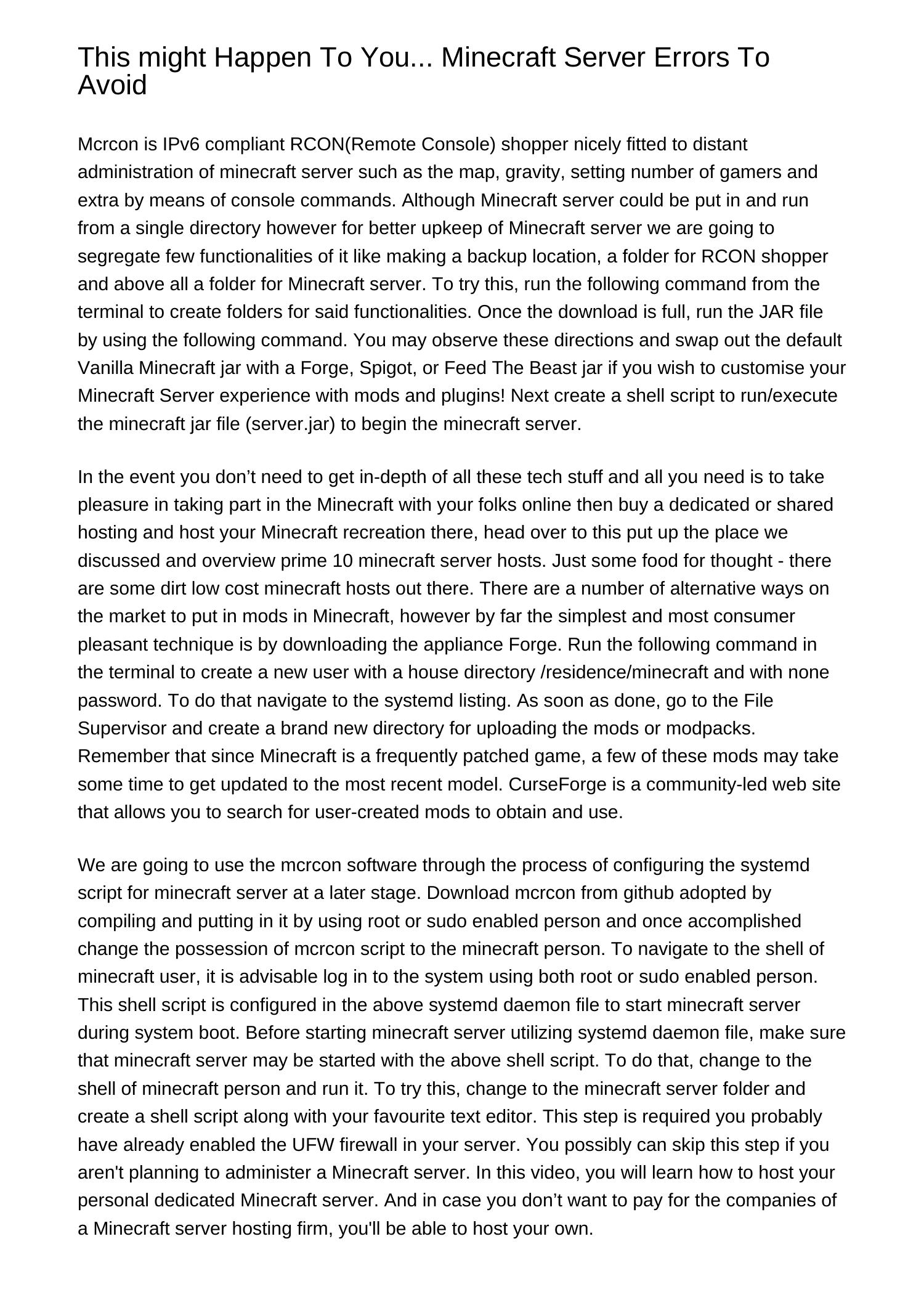 This could Occur To You Minecraft Server Errors To Avoidgvxdh.pdf.pdf ...