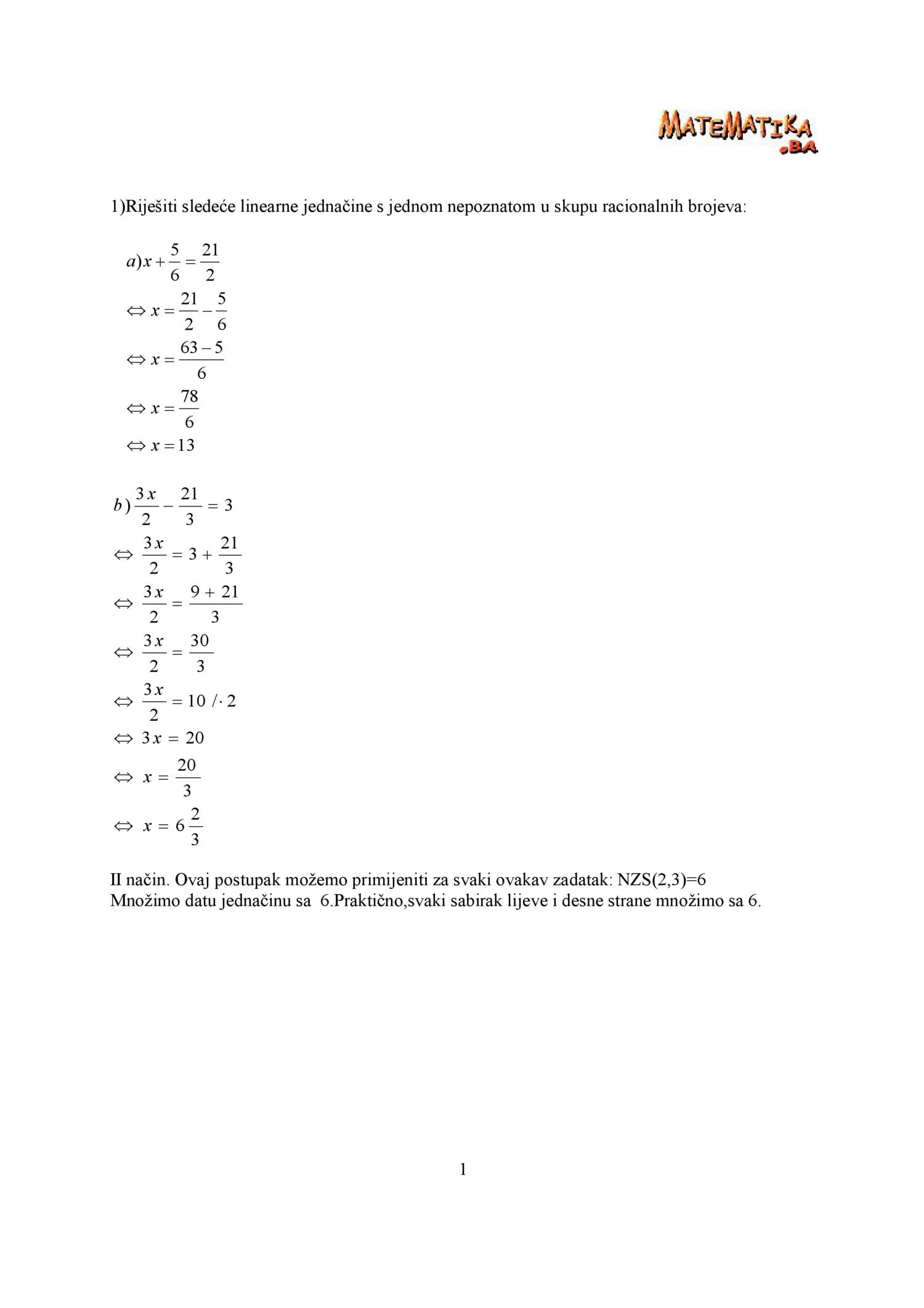 Linearne jednacine - zadaci i rješenja 2.pdf | DocDroid