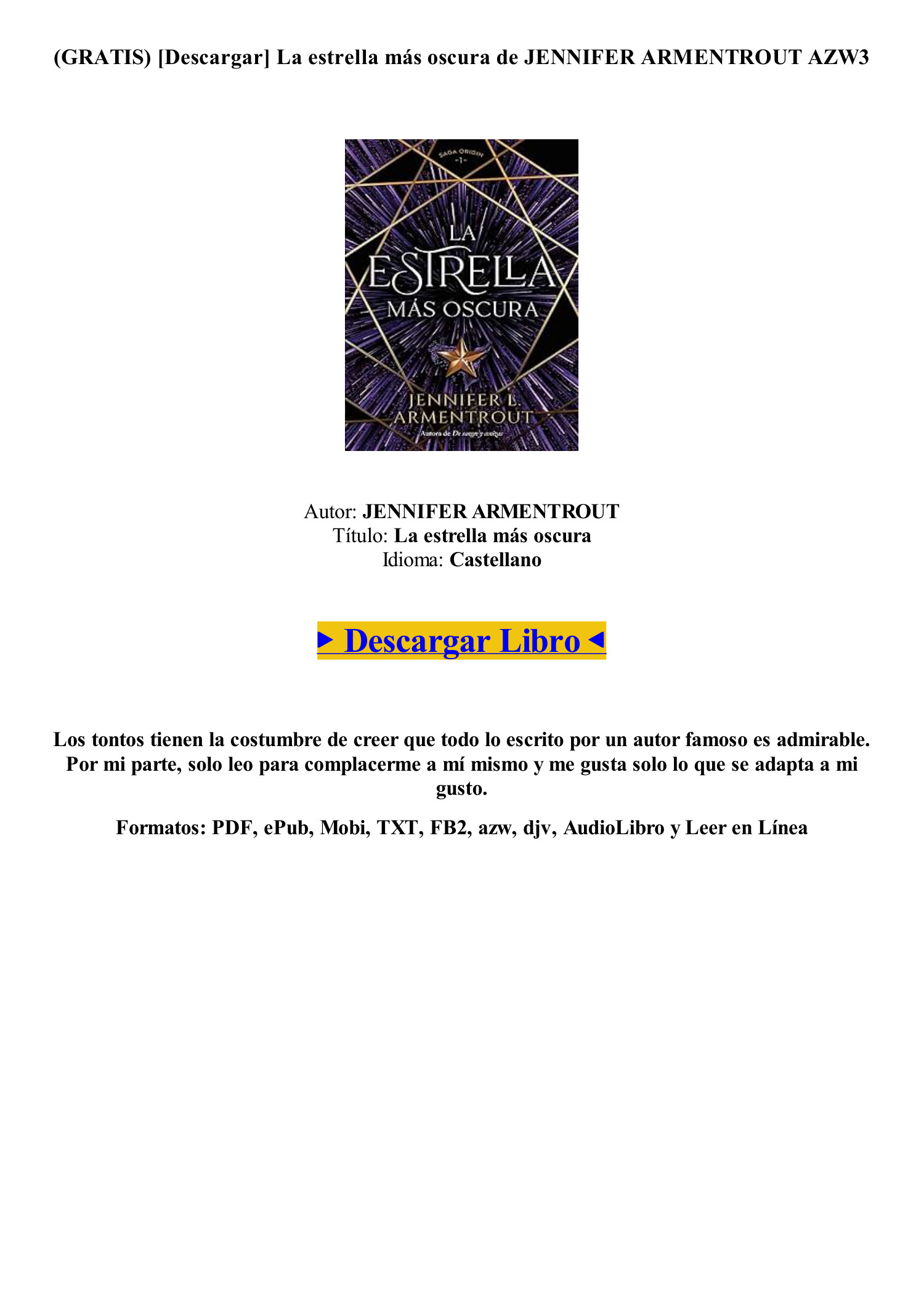 LIBRO [Descargar PDF EPUB] La estrella más oscura de JENNIFER ARMENTROUT (GRATIS).pdf | DocDroid