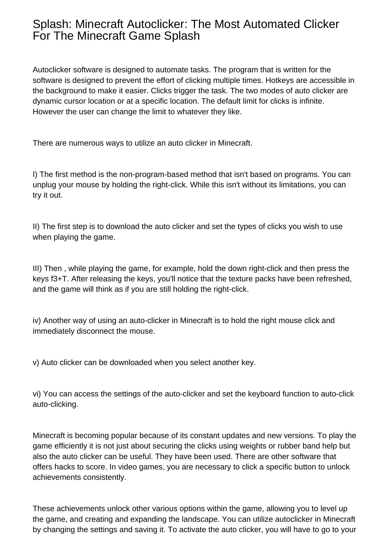 Splash Minecraft Autoclicker The Most Automated Clicker For The ...