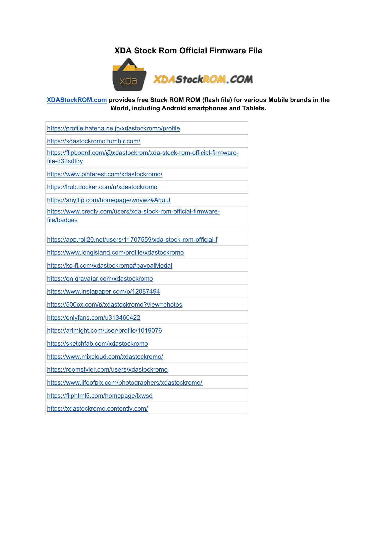 XDA Stock Rom Official Firmware File.docx | DocDroid