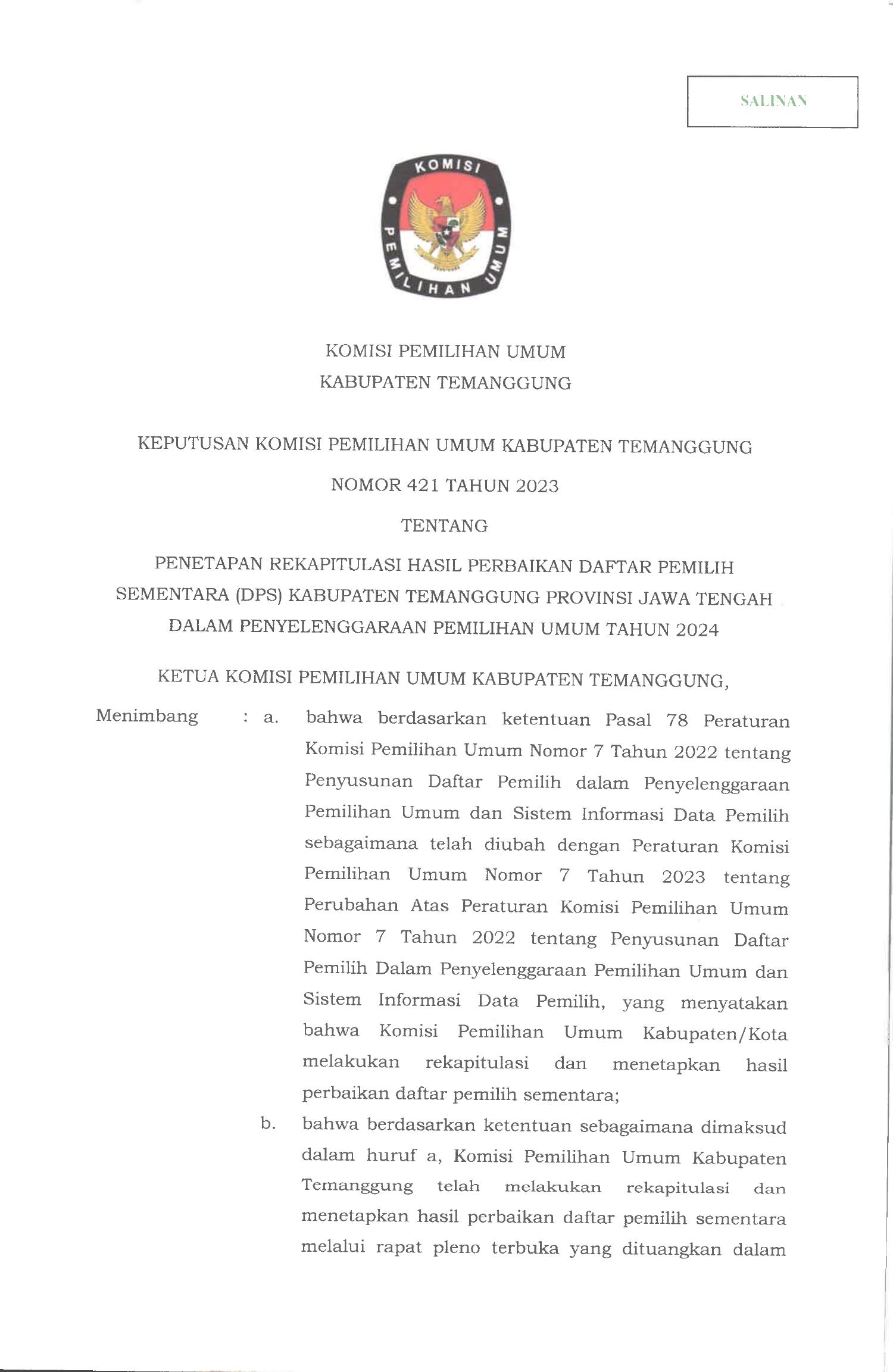 Sk Penetapan Dpshp Temanggung Pdf Docdroid