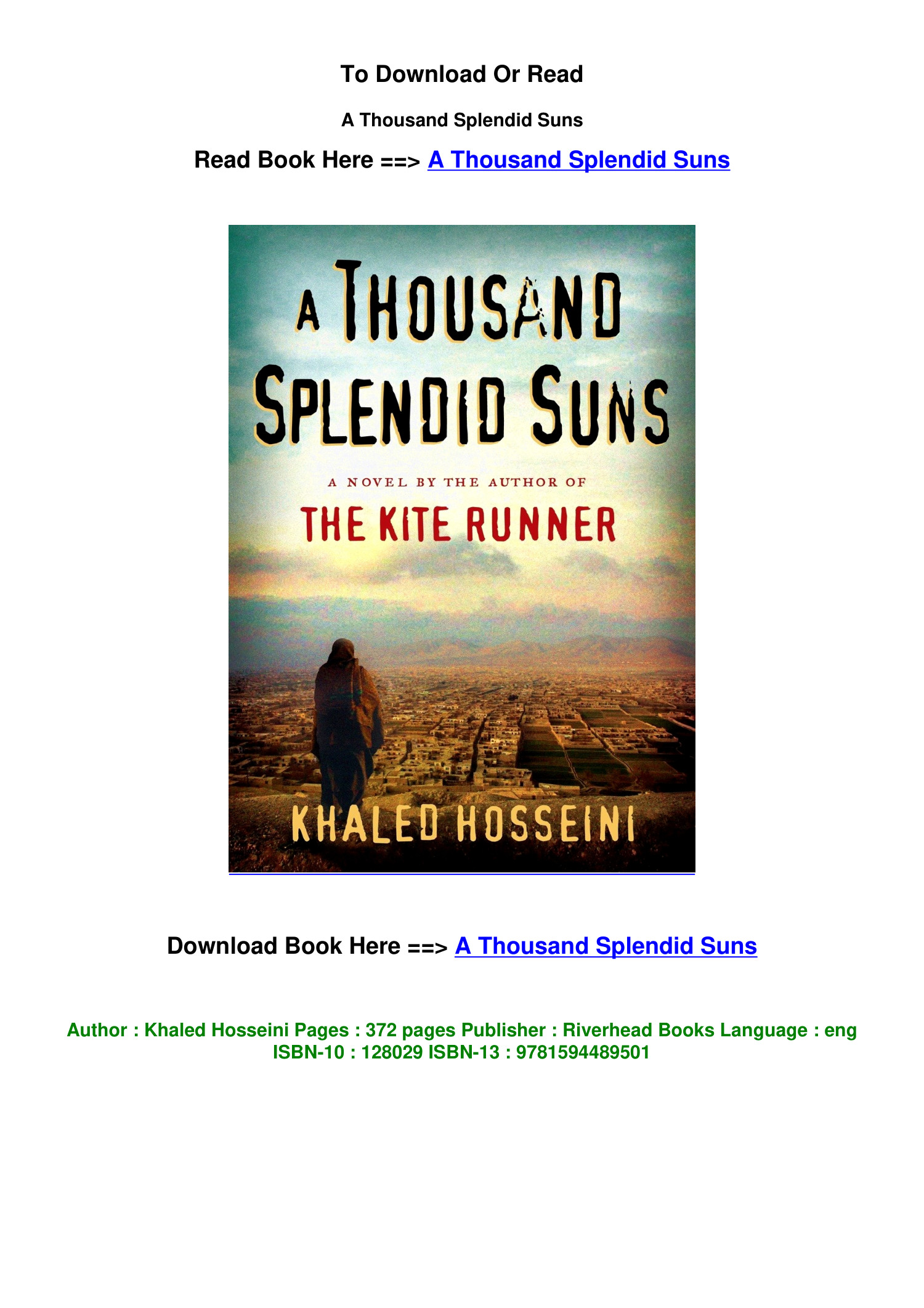 Download PDF A Thousand Splendid Suns By Khaled Hosseini.pdf | DocDroid