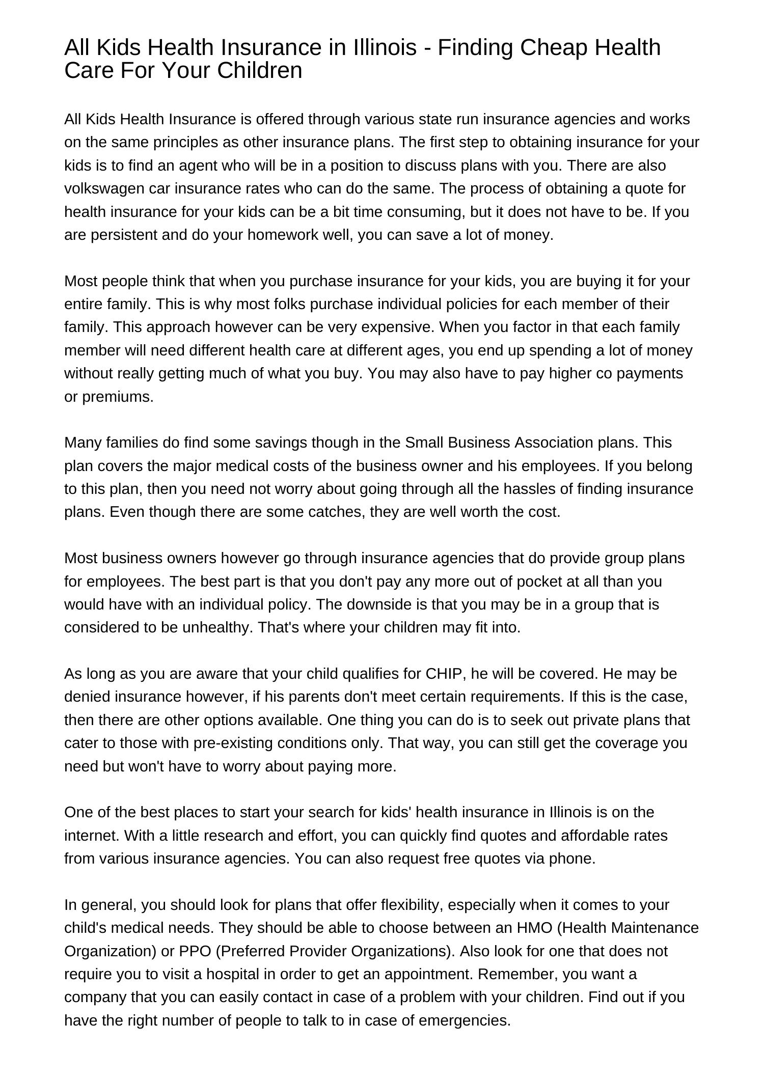 All Kids Health Insurance in Illinois Finding Cheap Health Care For ...