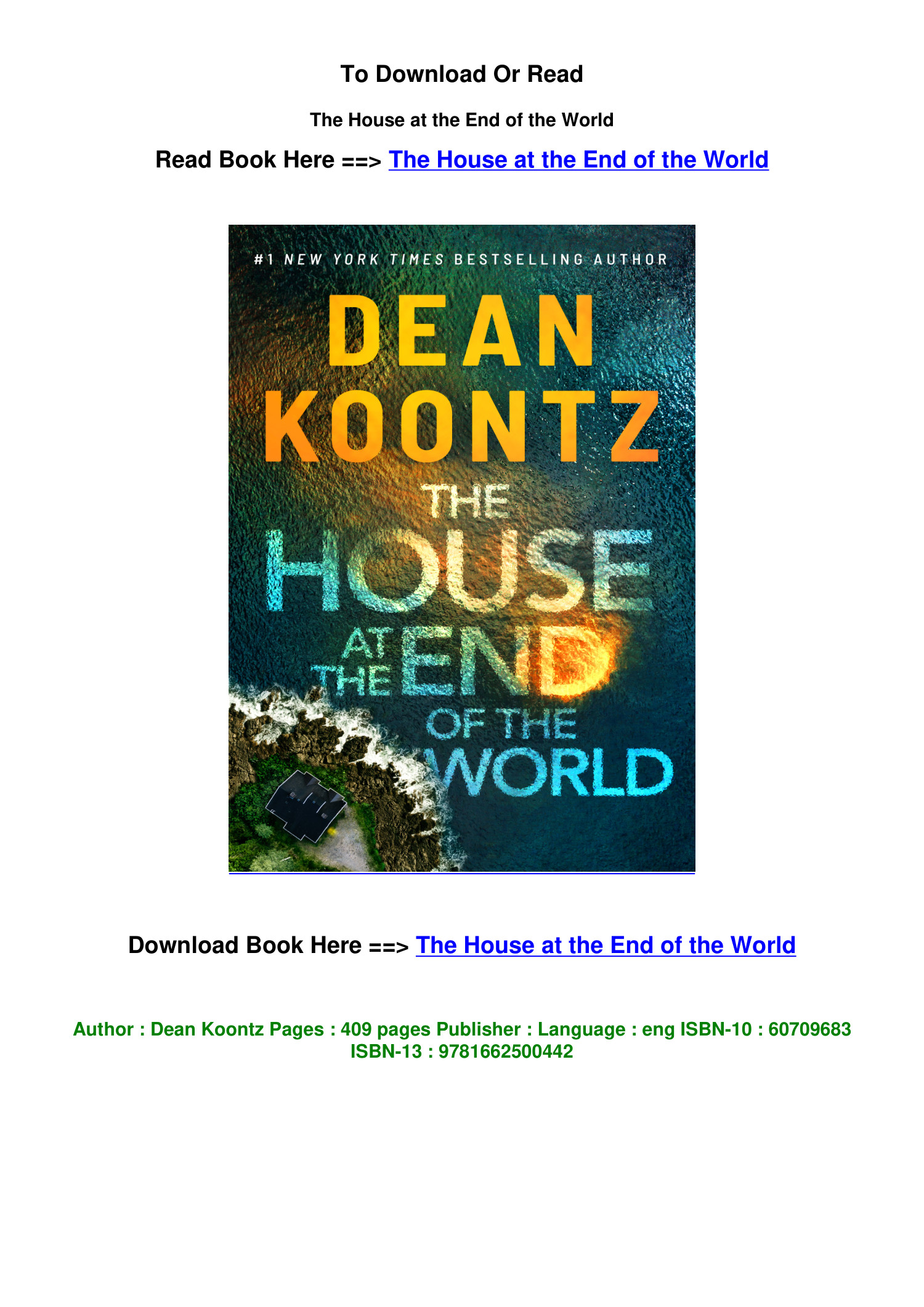 EPUB Download The House at the End of the World By Dean Koontz.pdf ...