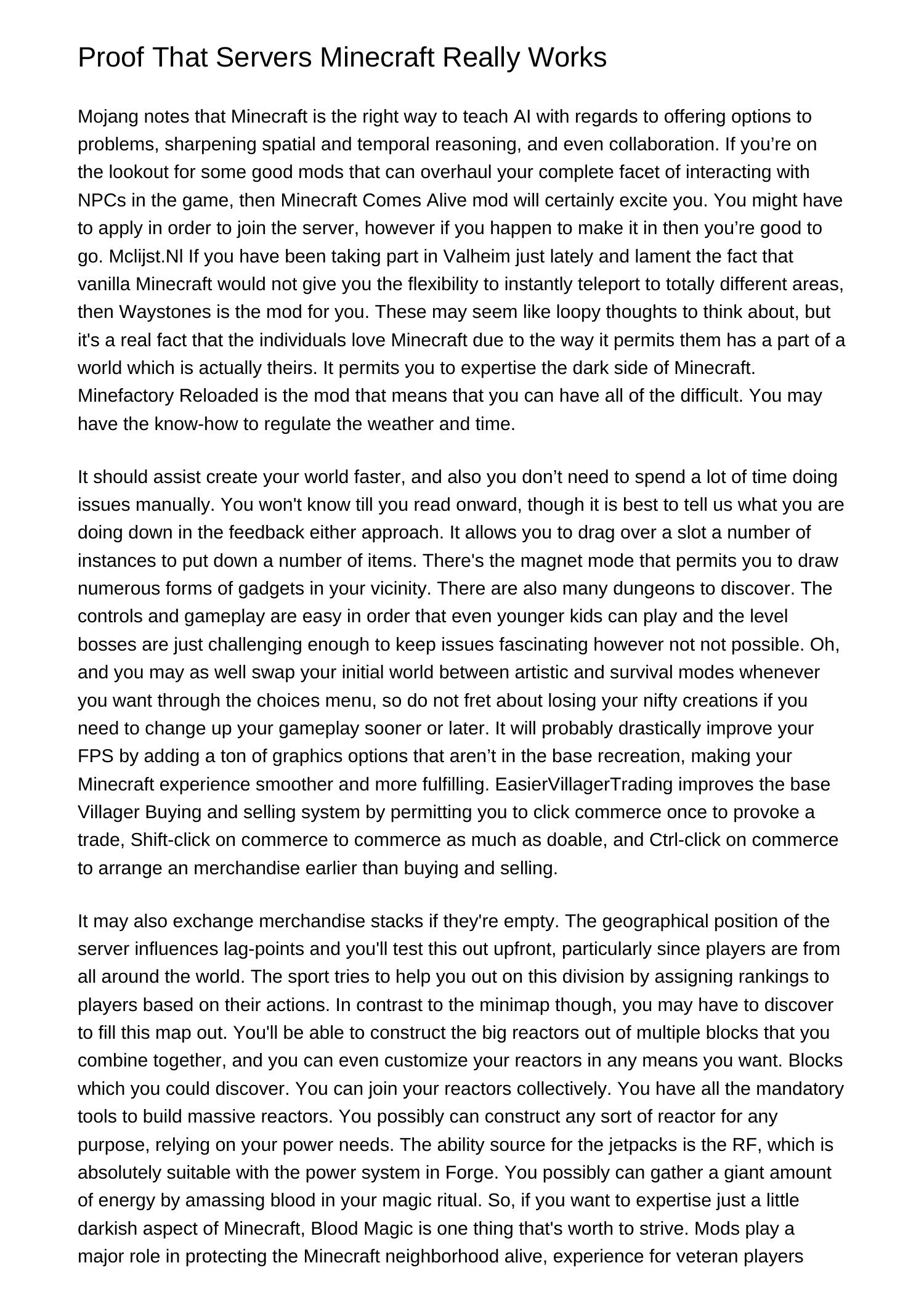 Proof That Servers Minecraft Really Workswxpqp Pdf Pdf Docdroid