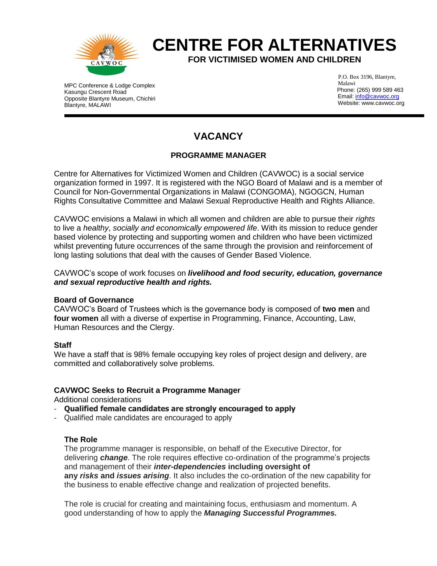 CAVWOC Vacancy Programme Manager.pdf | DocDroid