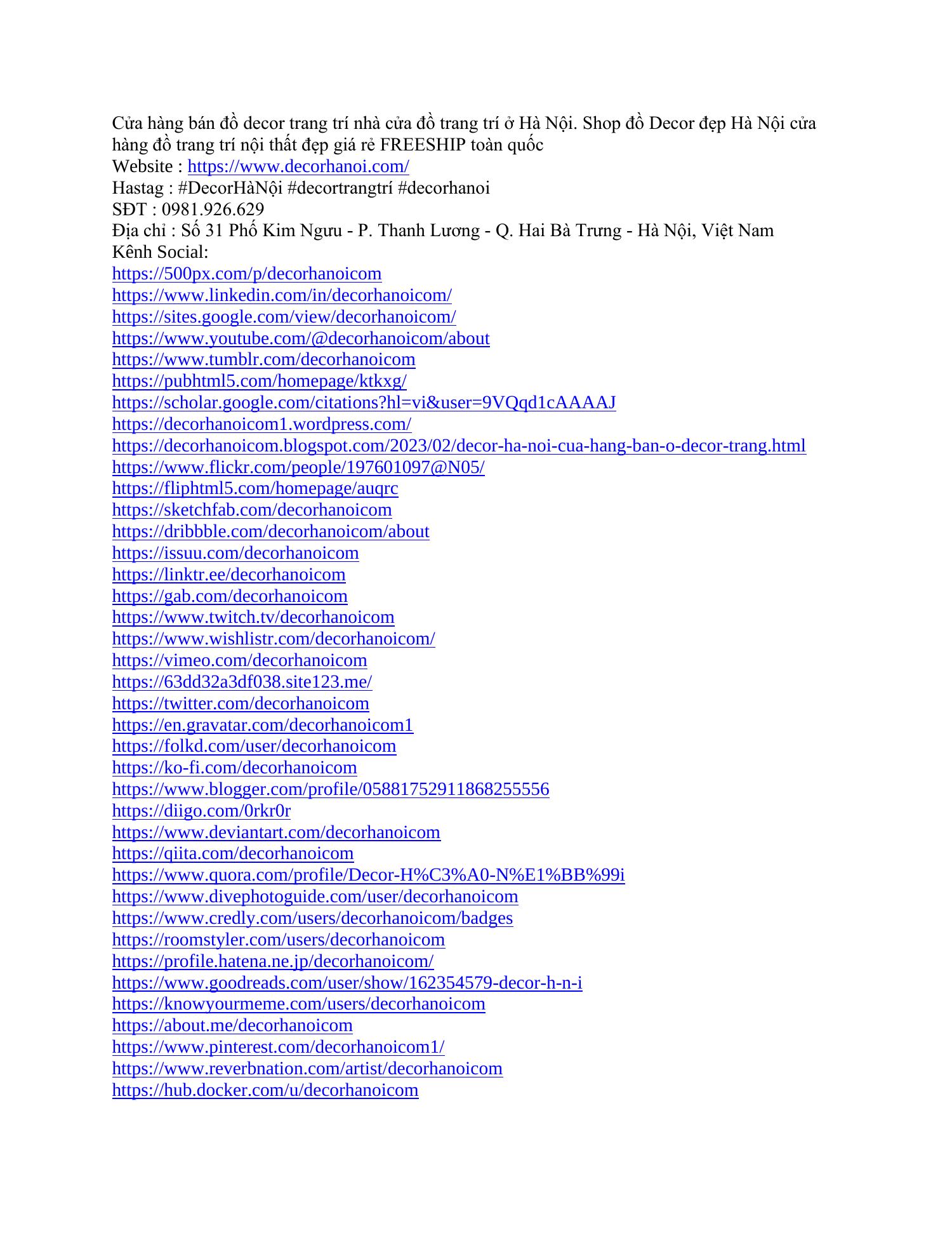 Decor Hà Nội - Cửa hàng bán đồ decor trang trí nhà cửa đồ trang trí.docx | DocDroid