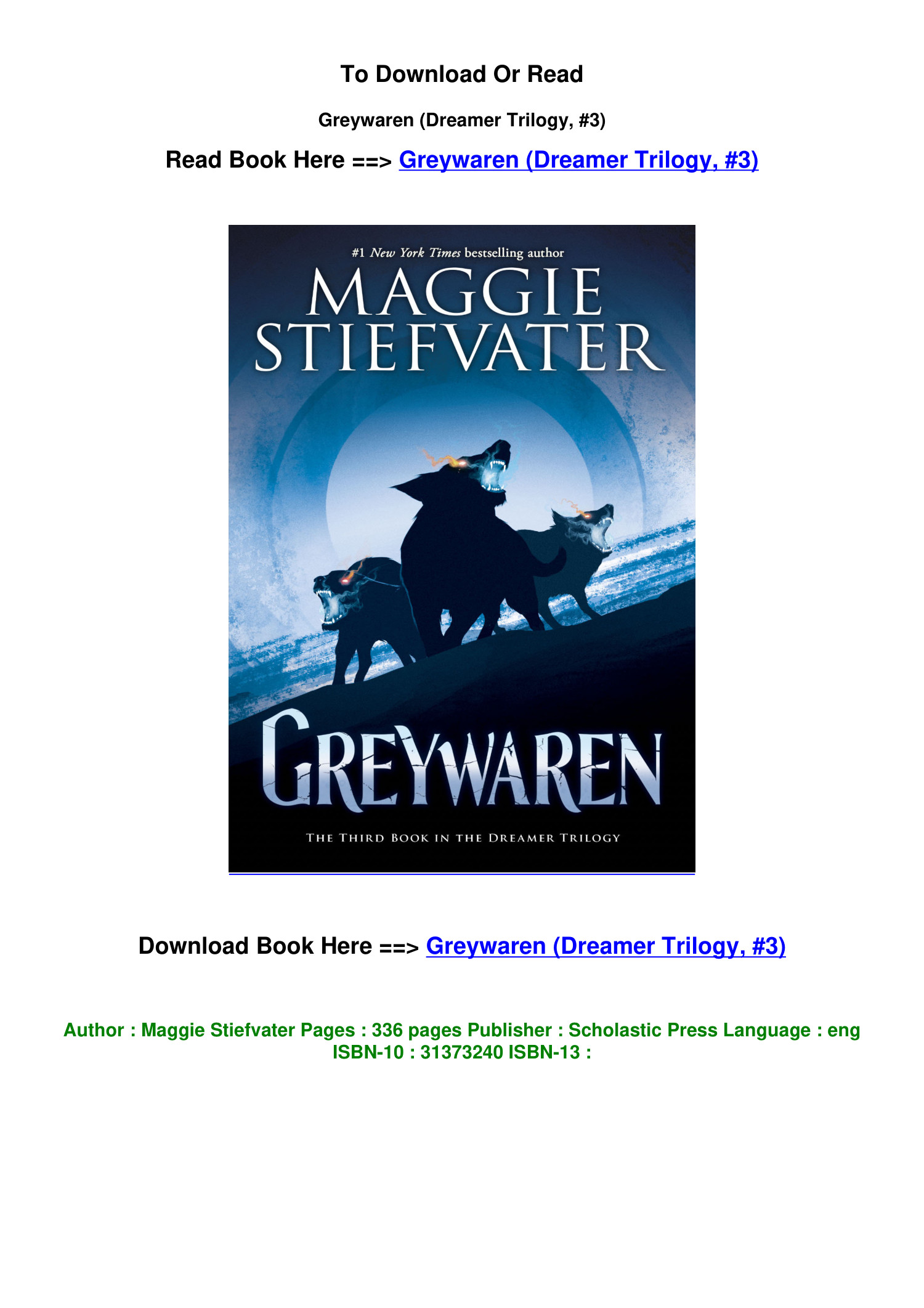 DOWNLOAD PDF Greywaren Dreamer Trilogy 3 by Maggie Stiefvater.pdf ...