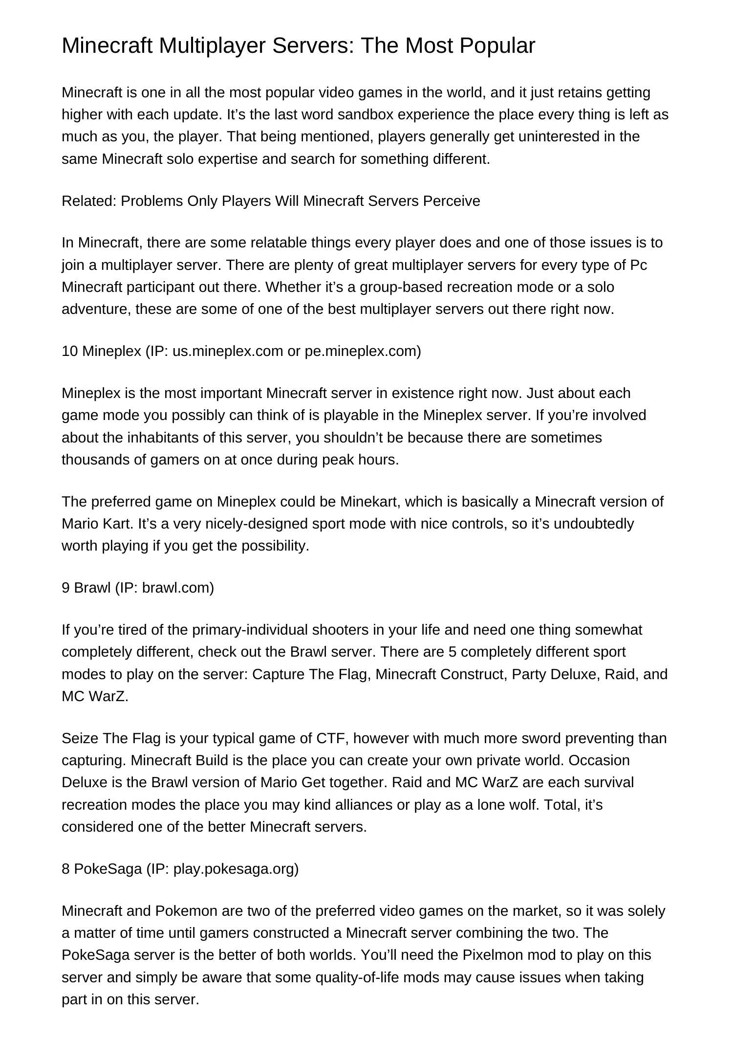 Minecraft The Most Multiplayer Serversmjlvg.pdf.pdf | DocDroid