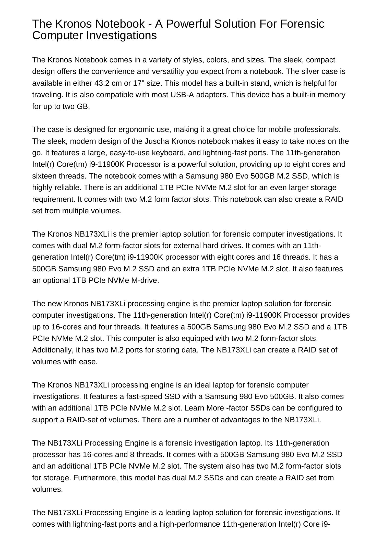 The Kronos Notebook A Powerful Solution For Forensic Computer ...