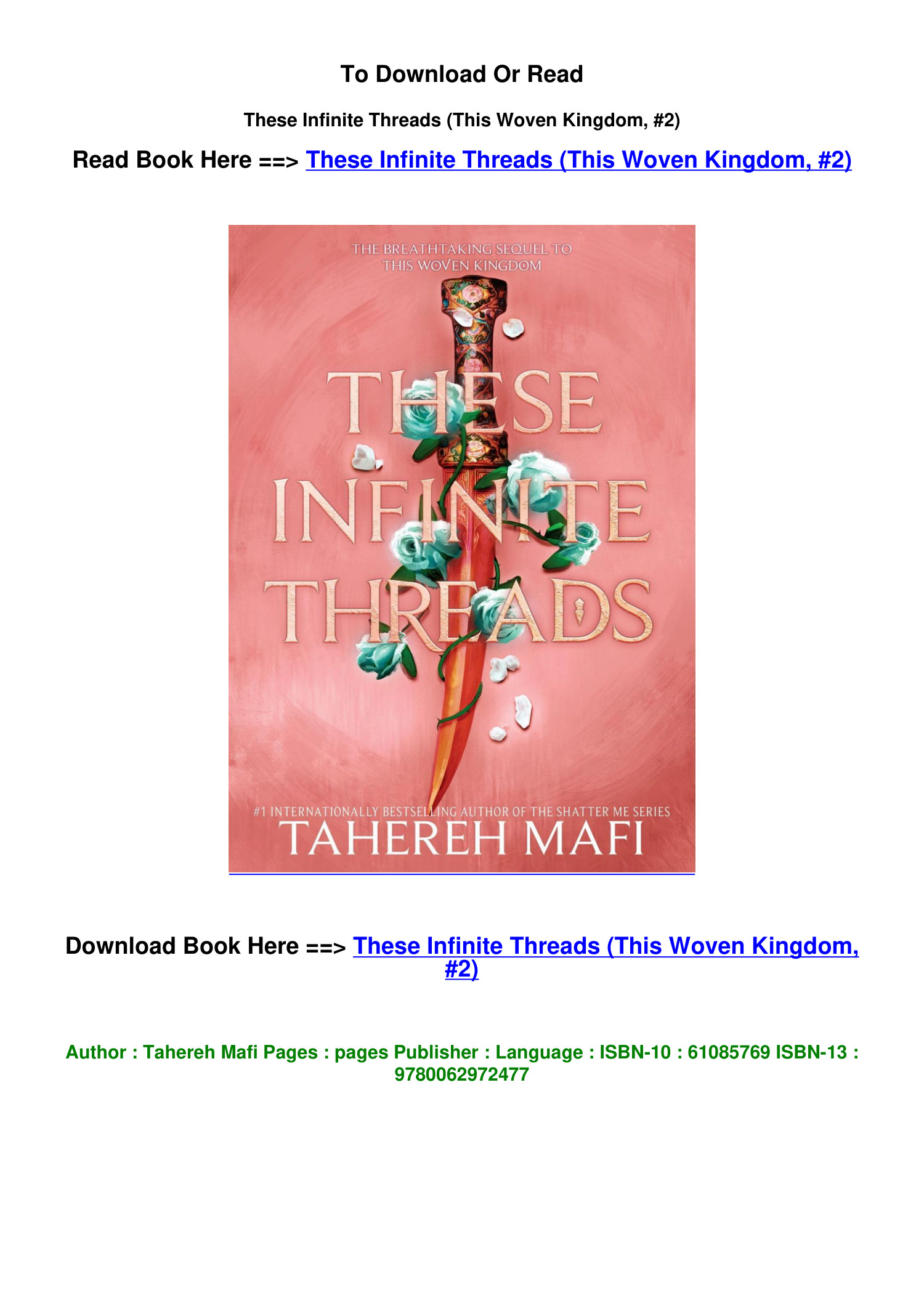 PDF DOWNLOAD These Infinite Threads This Woven Kingdom 2 By Tahereh ...