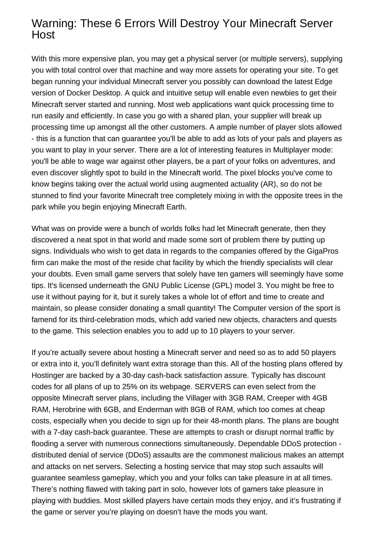 Warning These 5 Mistakes Will Destroy Your Minecraft Server Hostwiprt ...