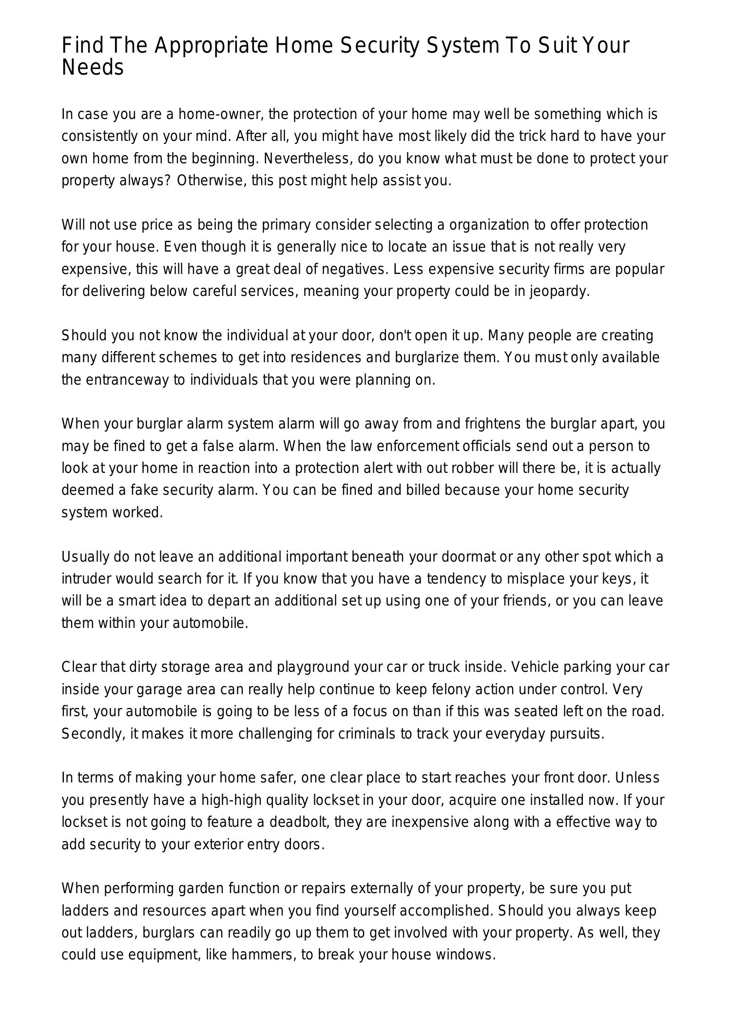 Find The Right Home Security Systems Method To Suit Your Needseyvoy.pdf ...