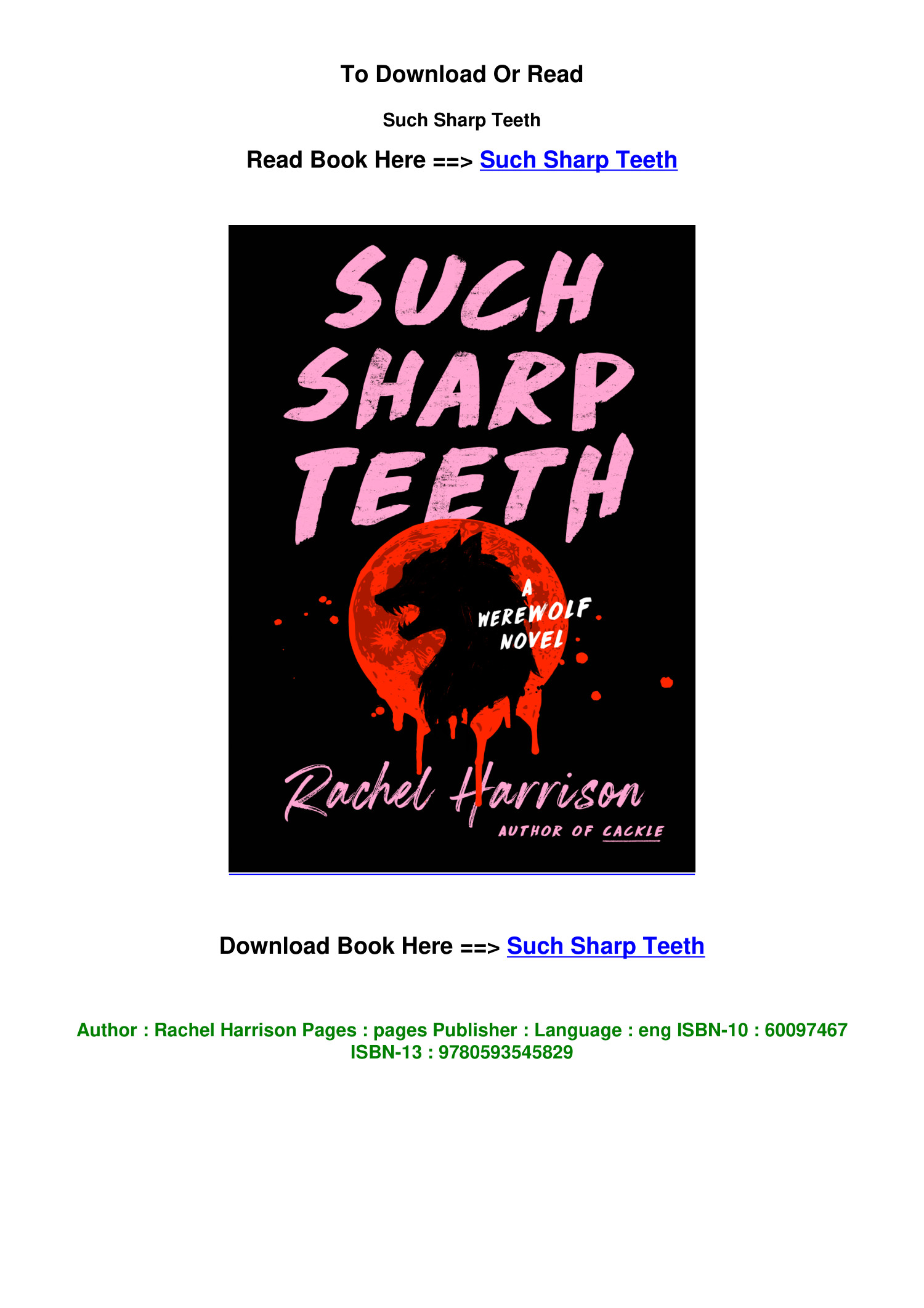 Download EPUB Such Sharp Teeth By Rachel Harrison.pdf | DocDroid