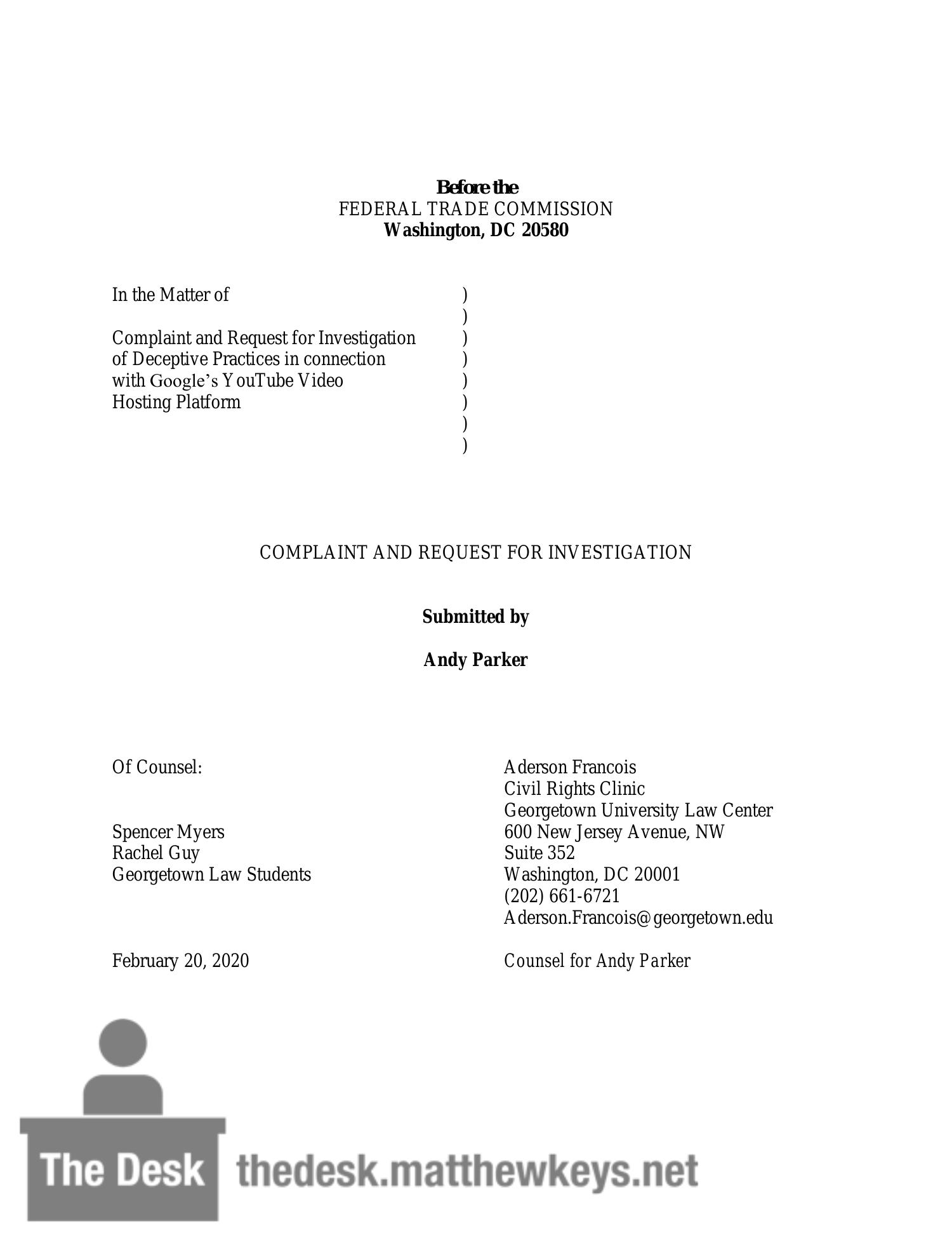 Andy-Parker-FTC-Complaint-Against-YouTube.pdf | DocDroid