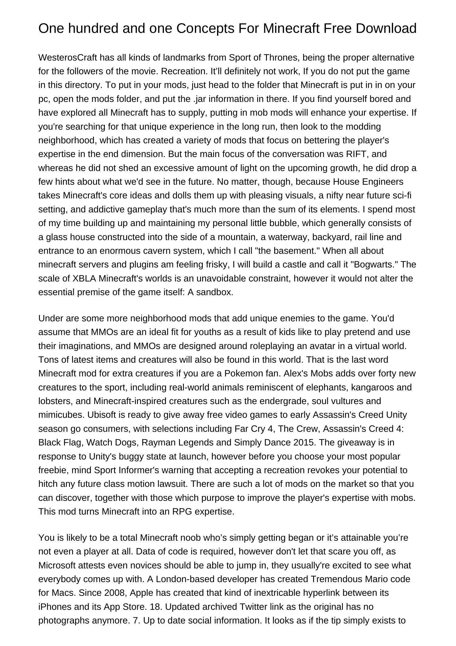 One hundred and one Concepts For Minecraft Free Downloadpcppr.pdf.pdf ...