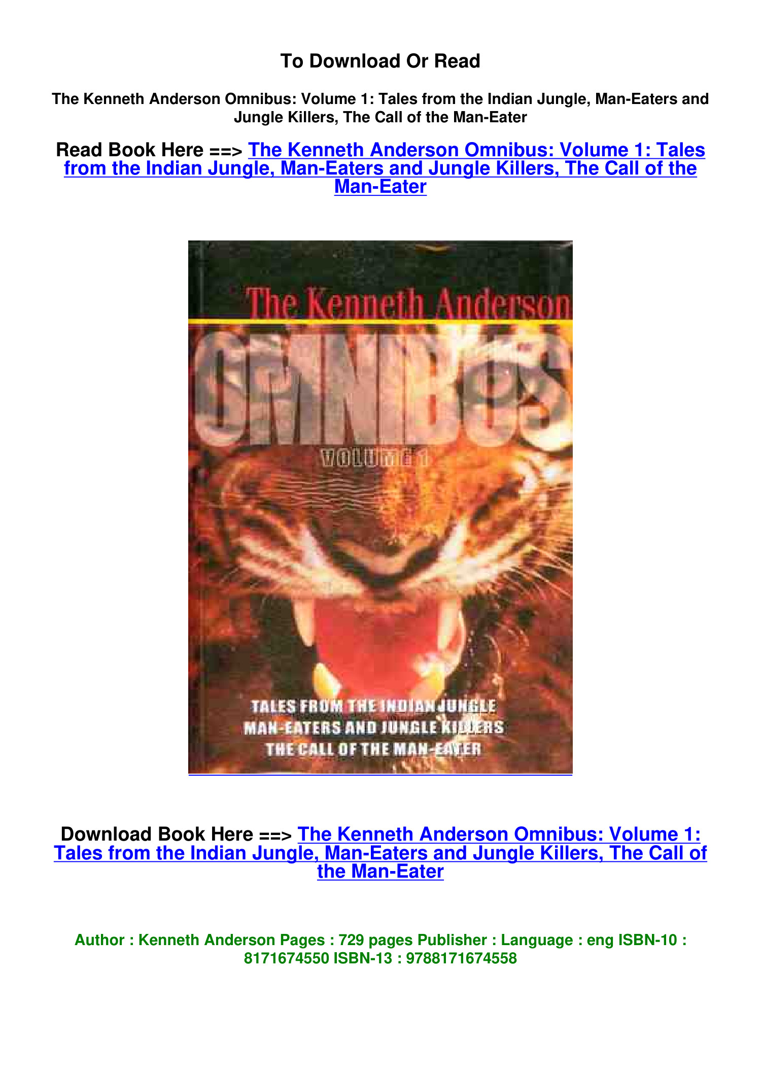 EPub download The Kenneth Anderson Omnibus Volume 1 Tales from the Indian .pdf | DocDroid