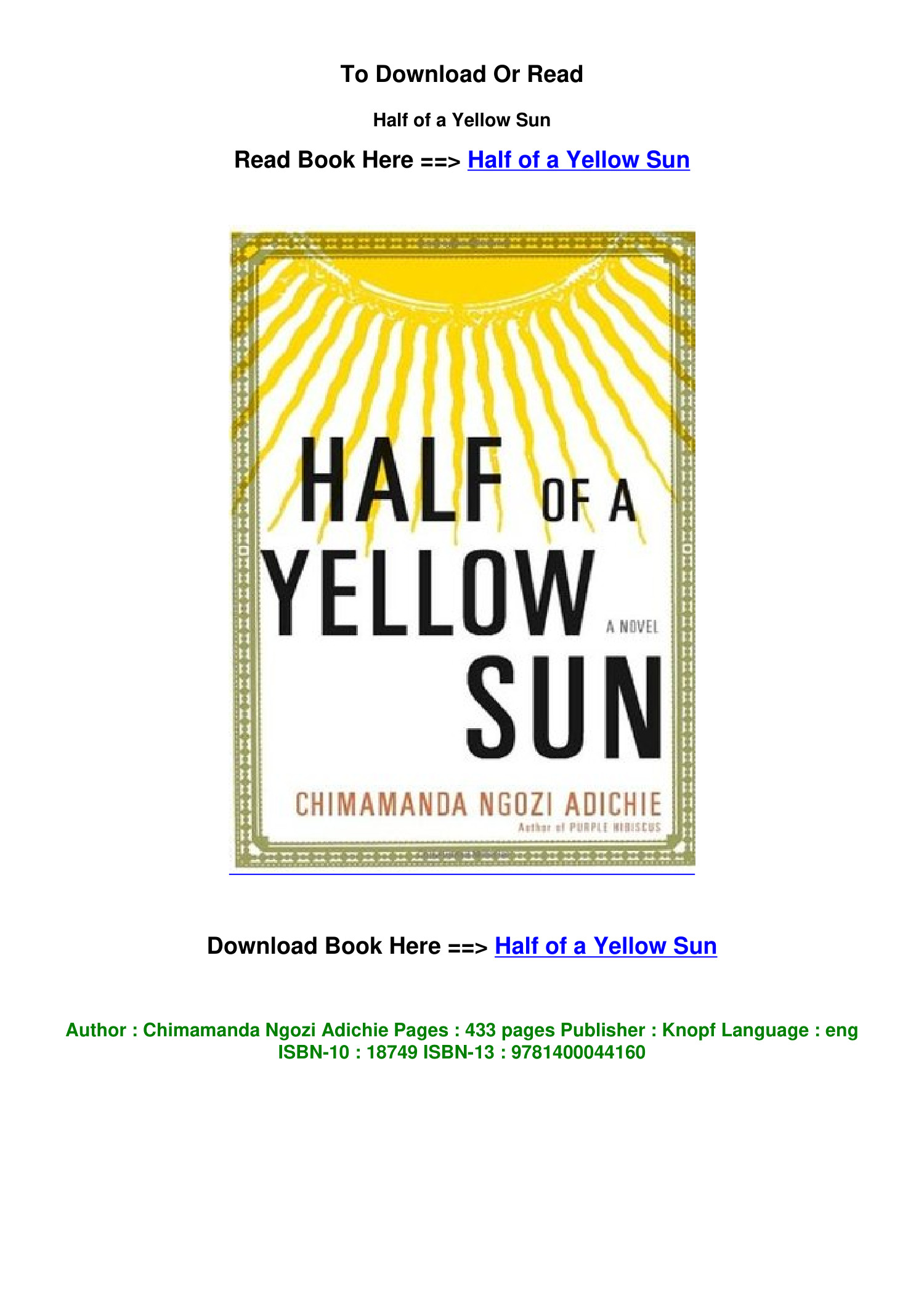 DOWNLOAD Pdf Half of a Yellow Sun by Chimamanda Ngozi Adichie.pdf | DocDroid