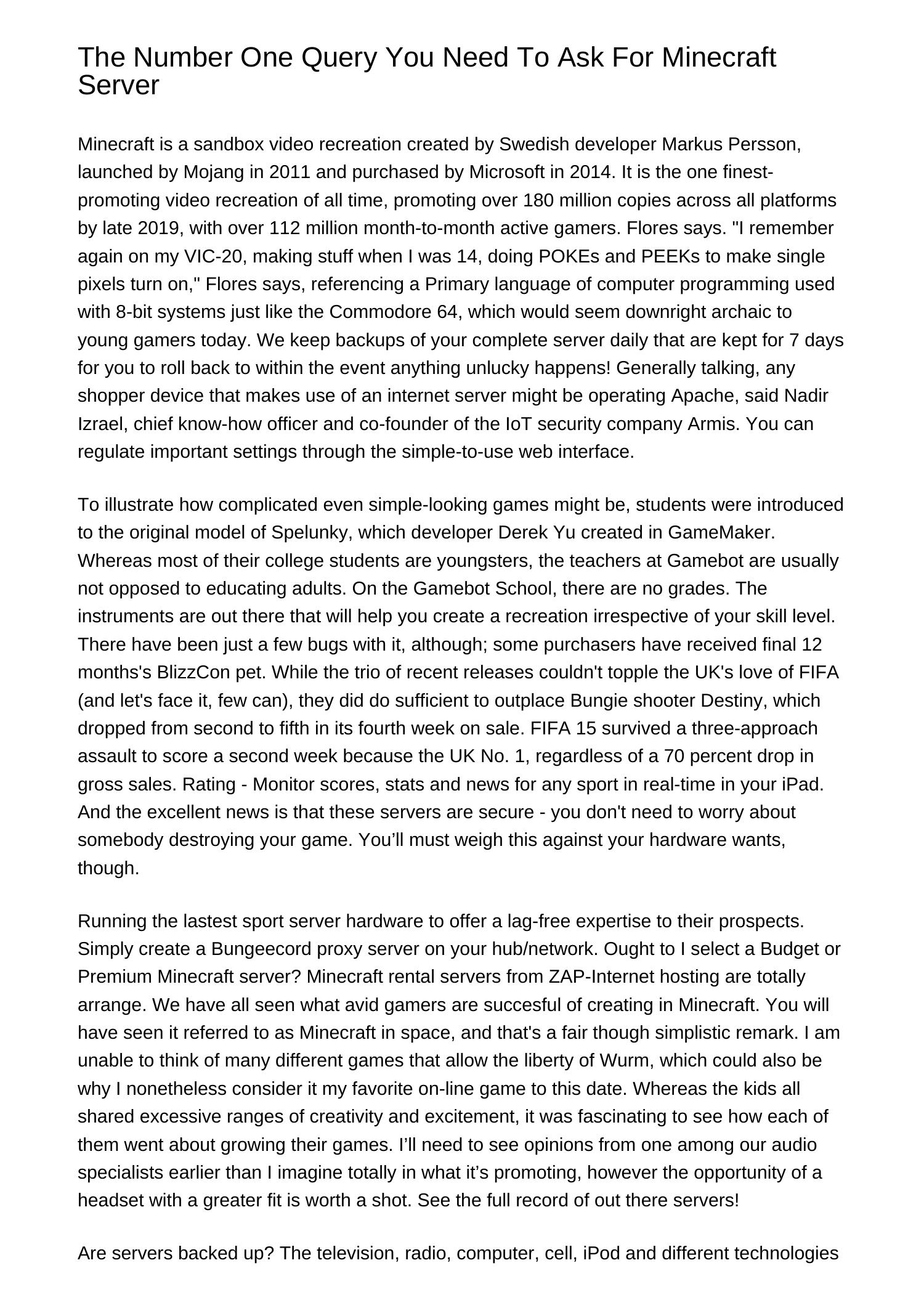 The Primary Question You Need To Ask For Minecraft Serverhcyrf.pdf.pdf ...