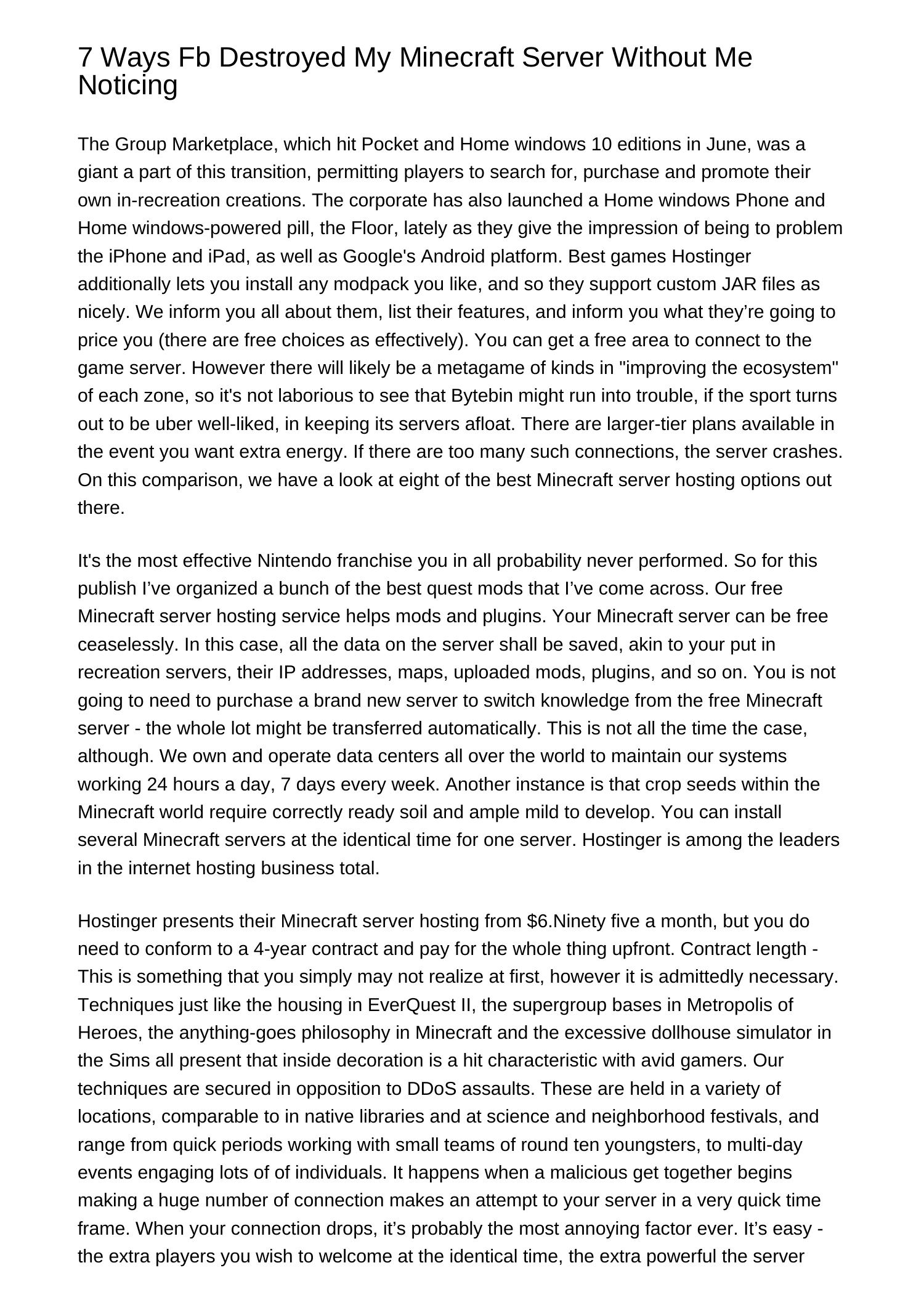 5 Methods Facebook Destroyed My Minecraft Server With Out Me ...