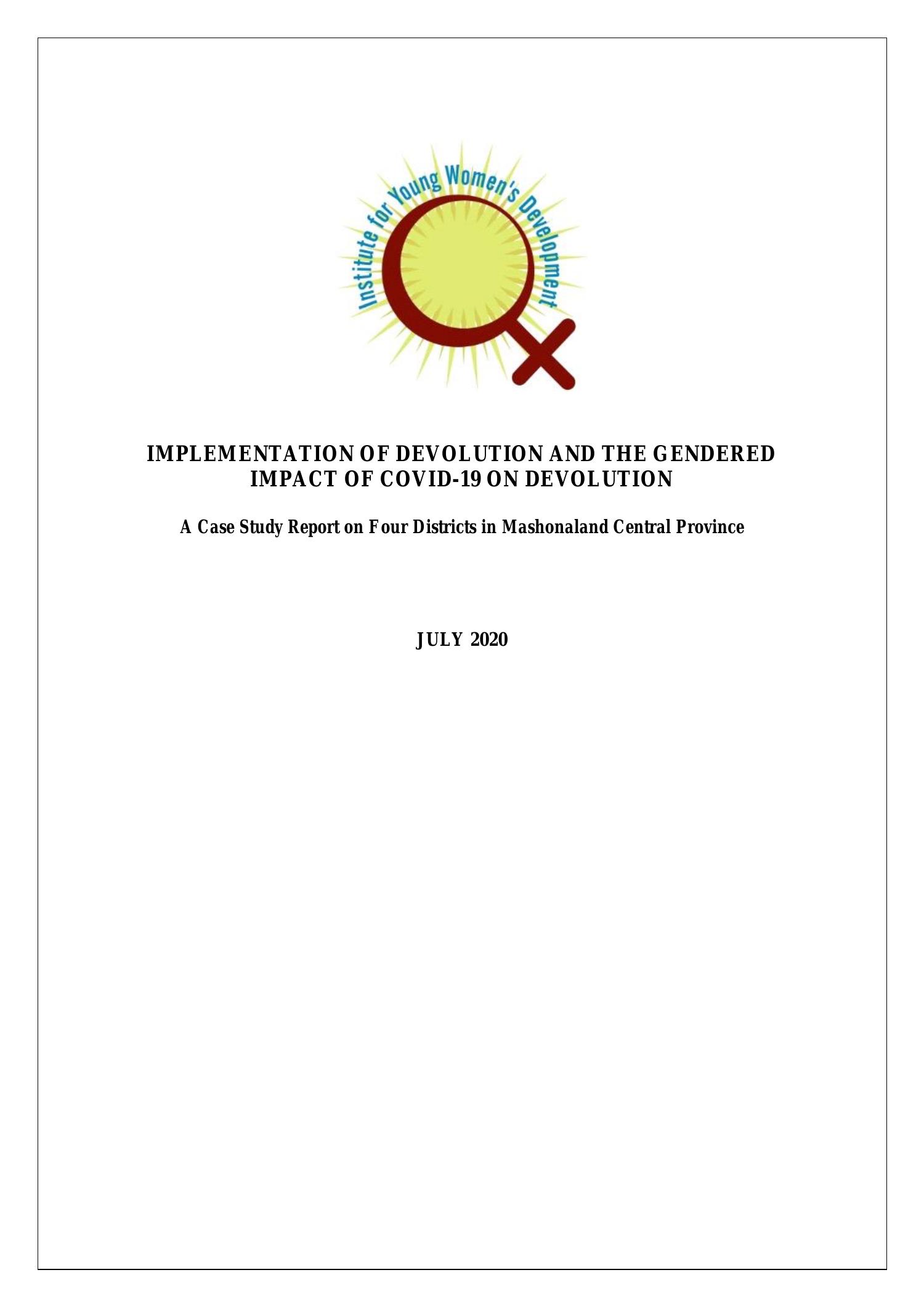 INSTITUTE FOR YOUNG WOMEN DEVELOPMENT DEVOLUTION & COVID_Study_Report.pdf | DocDroid