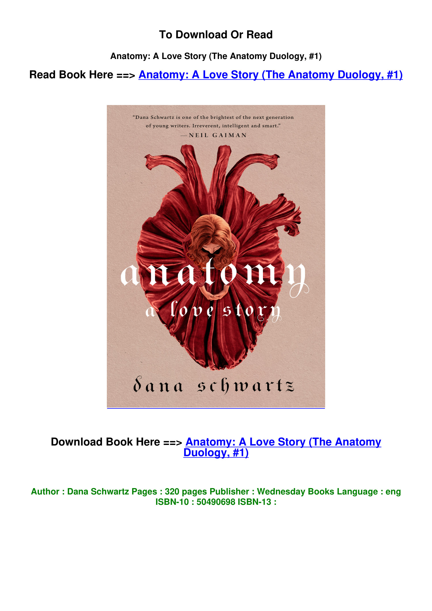 EPUB download Anatomy A Love Story The Anatomy Duology 1 by Dana Schwartz.pdf | DocDroid