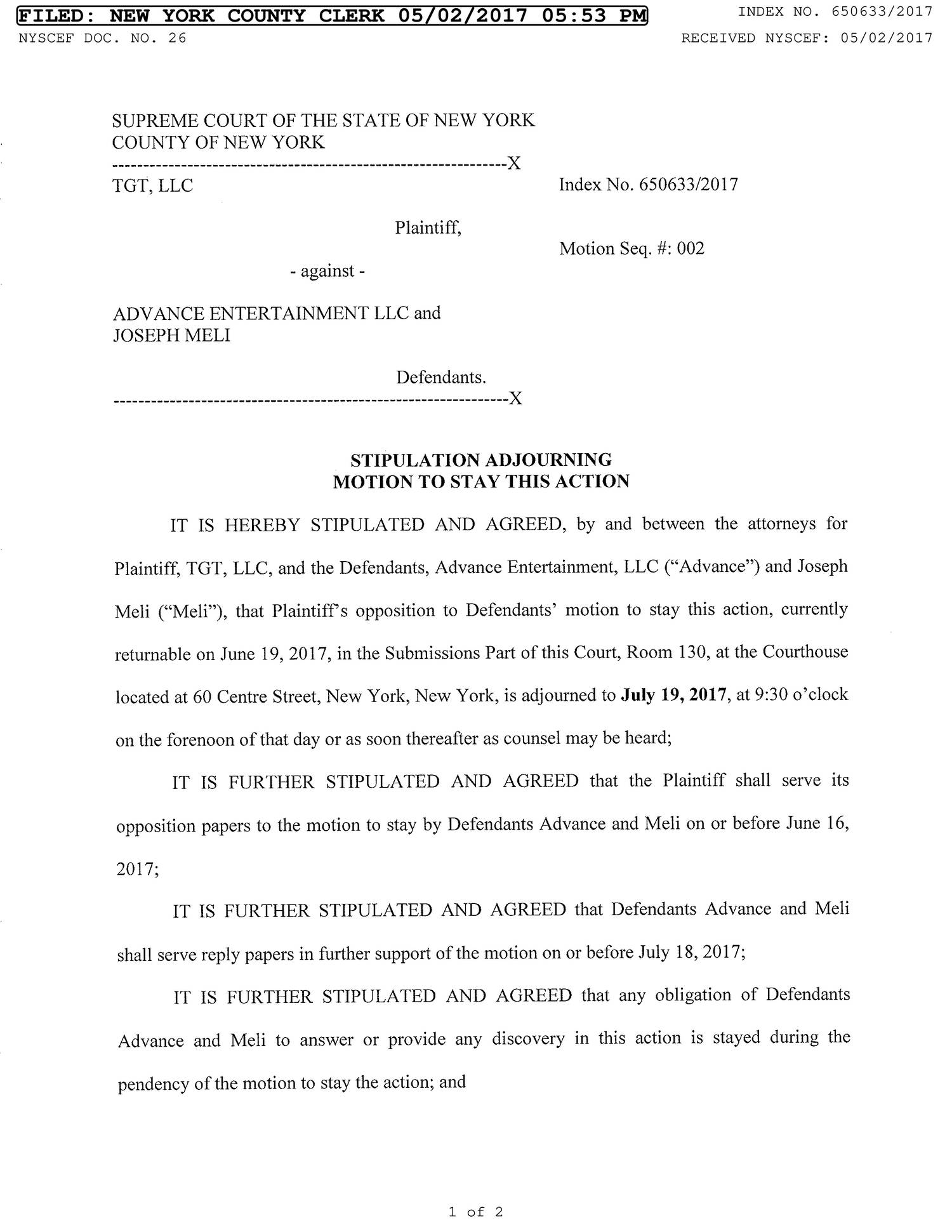 STIPULATION - ADJOURNMENT OF MOTION -IN SUBMISSIONS PART -RM 130.pdf | DocDroid